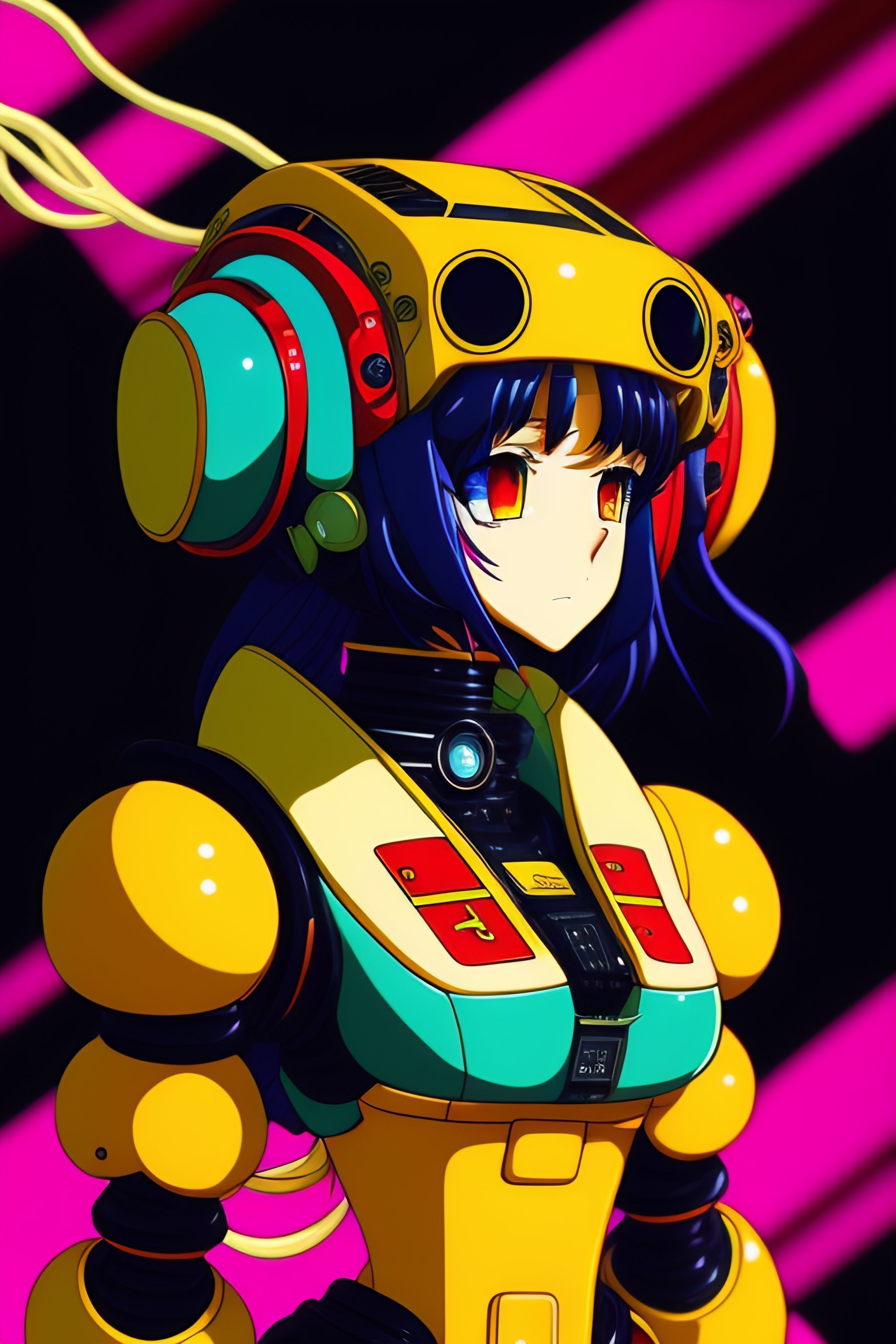 Lexica - 90’s Anime style robot made from Modular synthesizers. in the ...