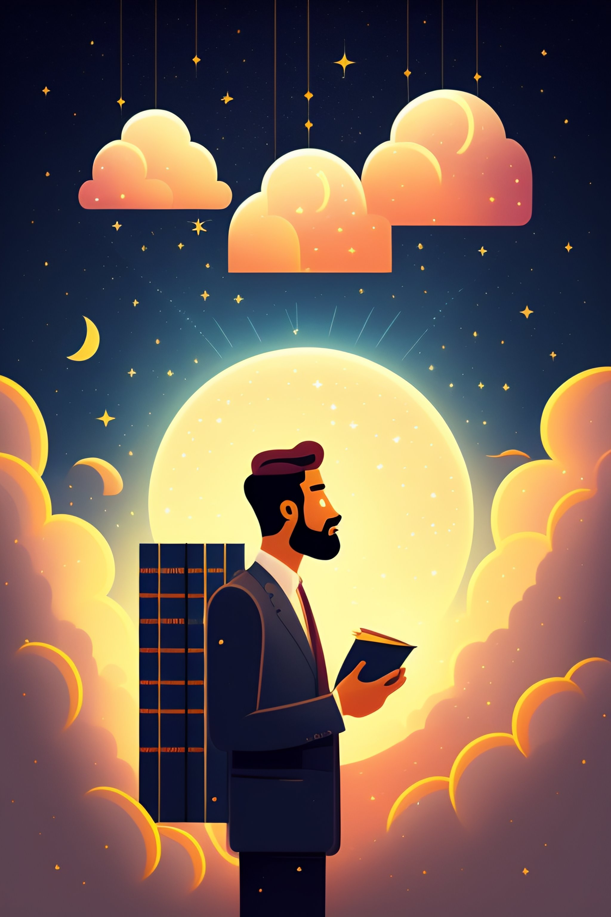 Lexica - Visionary about man walking through the clouds and sky is ...