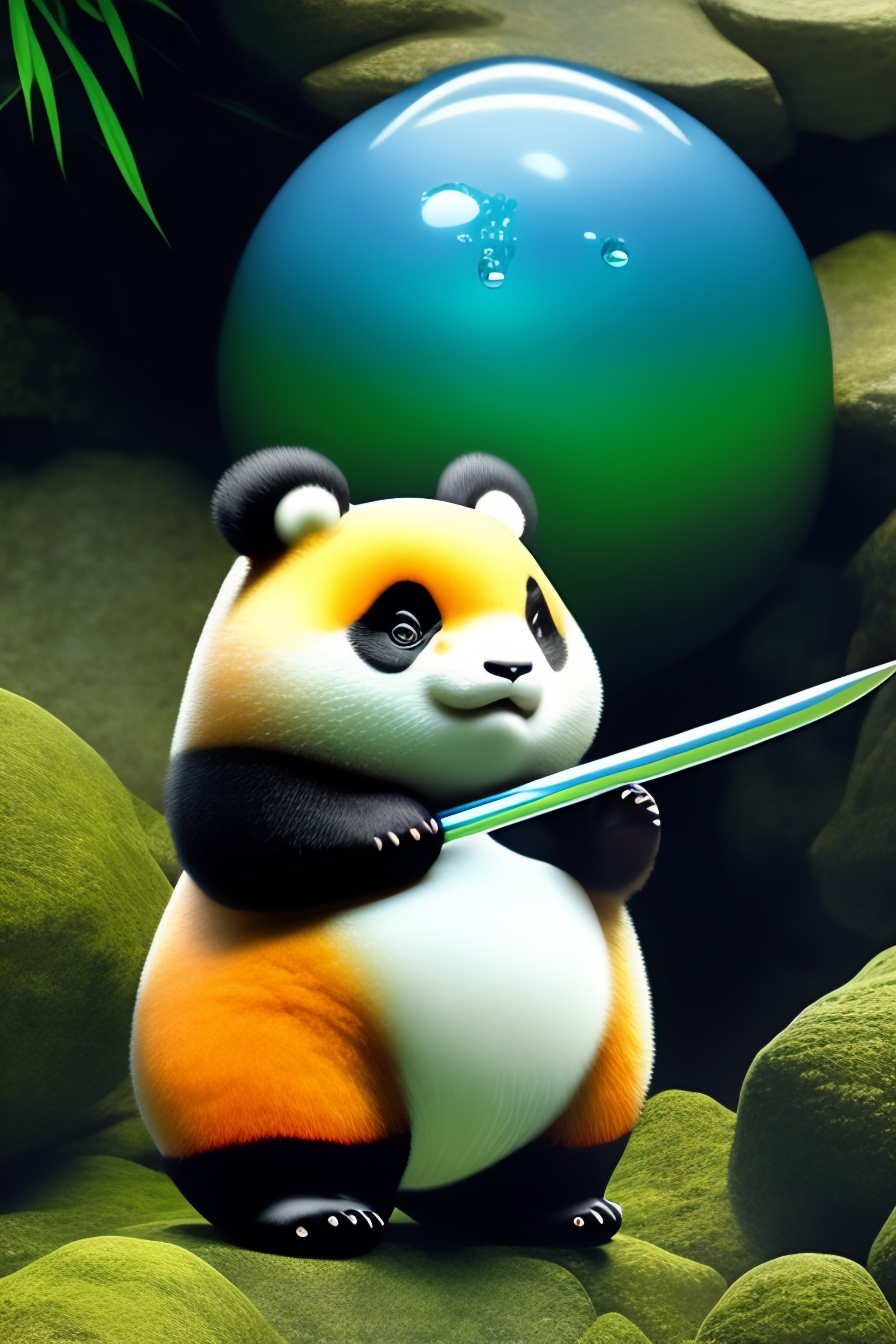 Lexica - An adorable water type pokemon that resembles a panda wielding ...