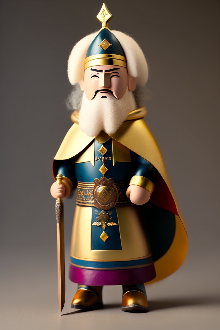 Lexica - Rustic painted wooden toy of a priest with long tunic, afro ...