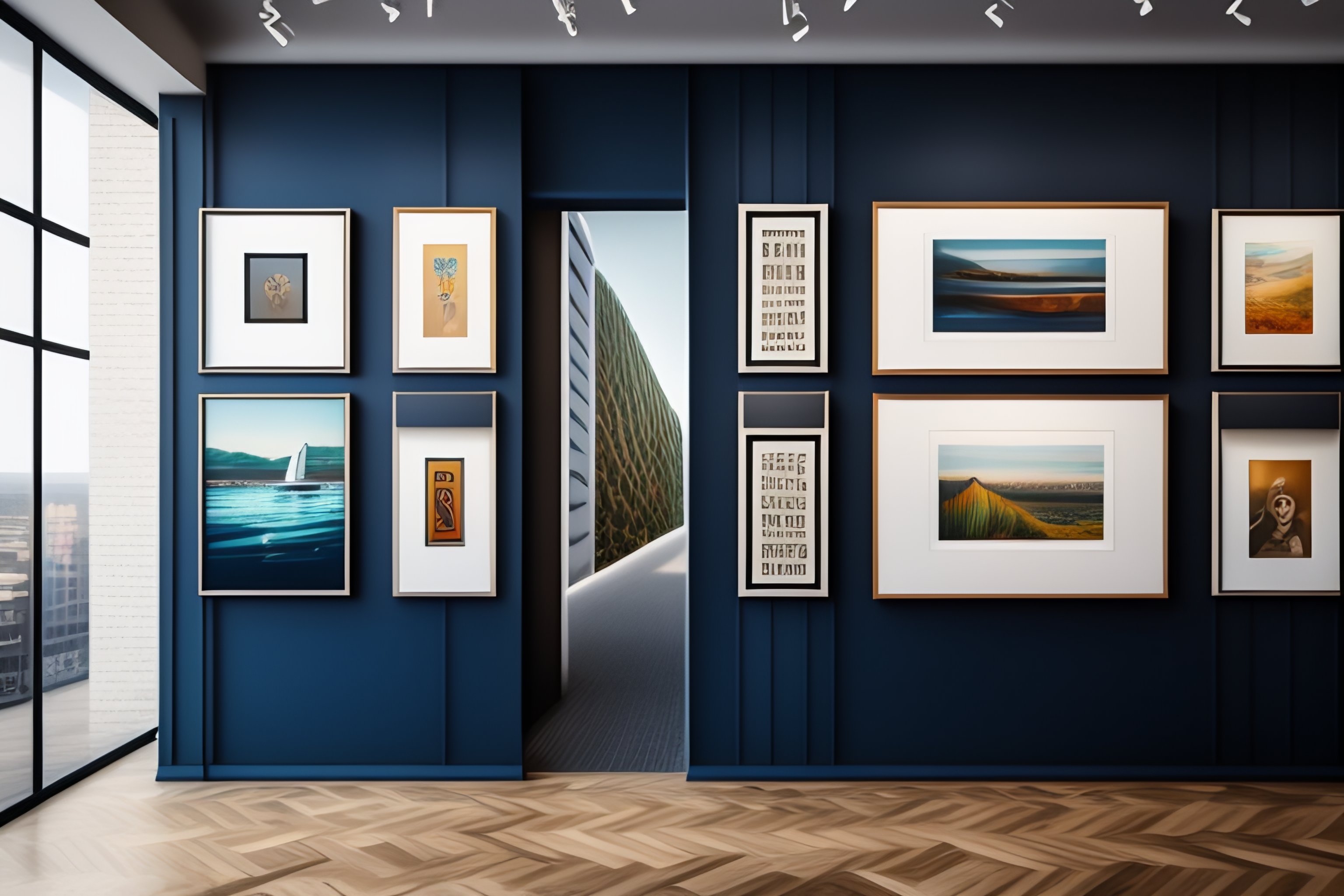 Lexica - A billboard wall of art posters and framed portraits by ...