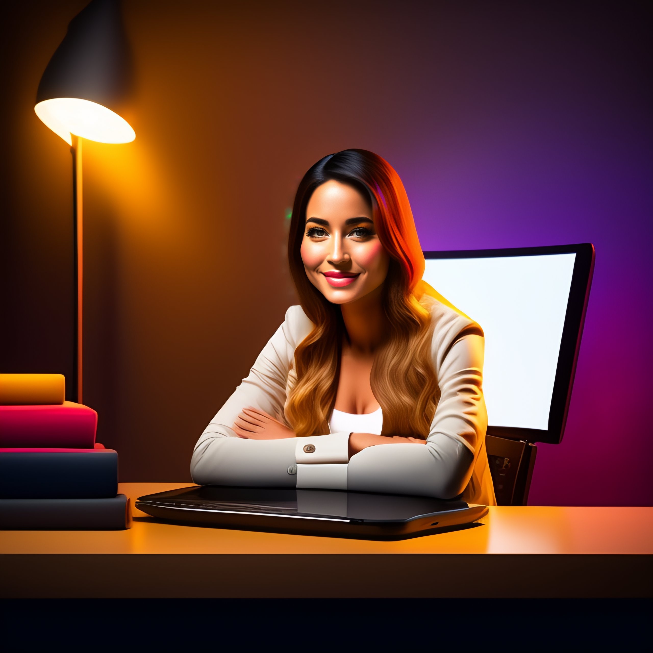 Lexica - A cartoon woman sitting in a couch using a laptop, digital art ...