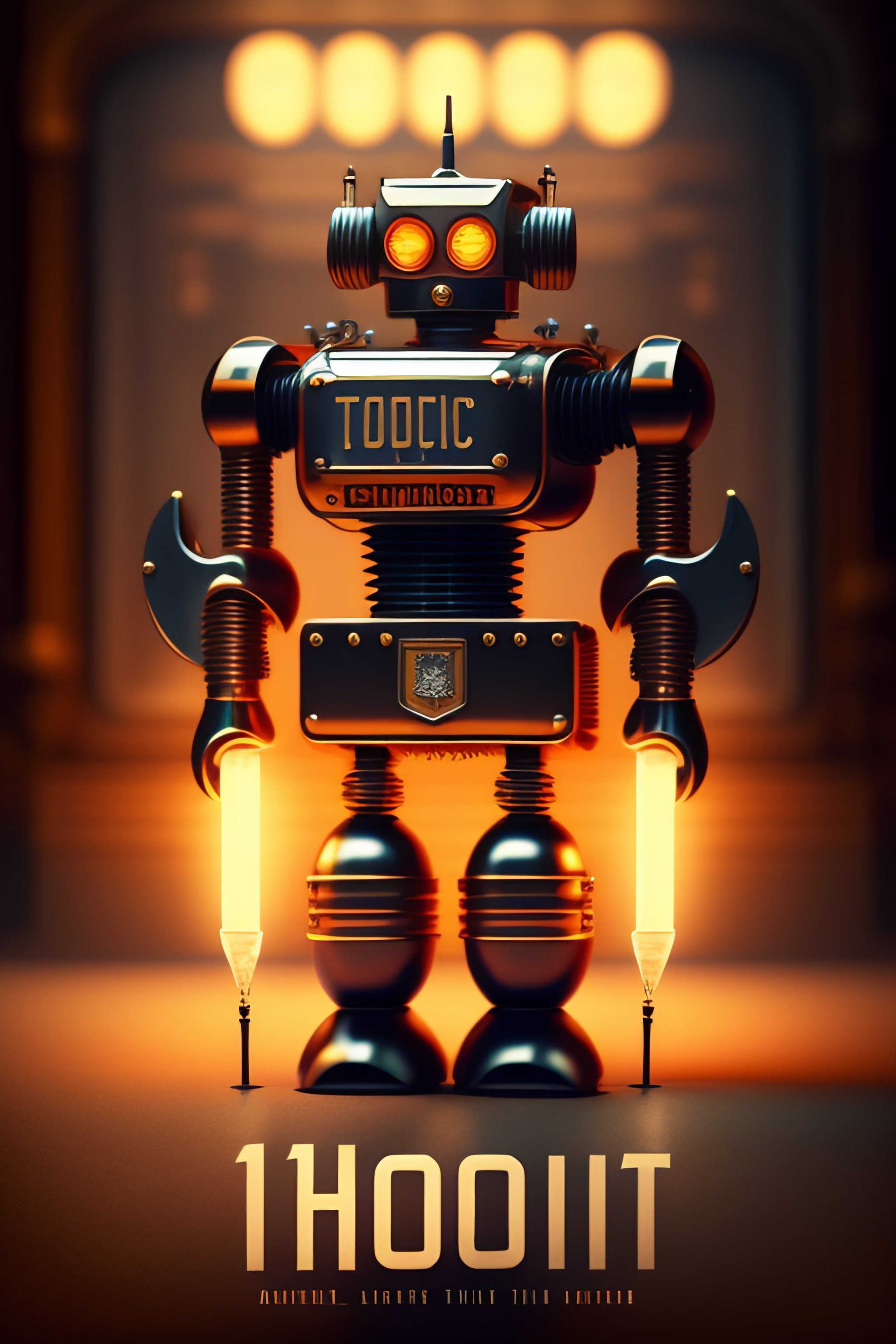 Lexica - Vintage Medium Shot 1920's Poster, robot, object, police gun ...