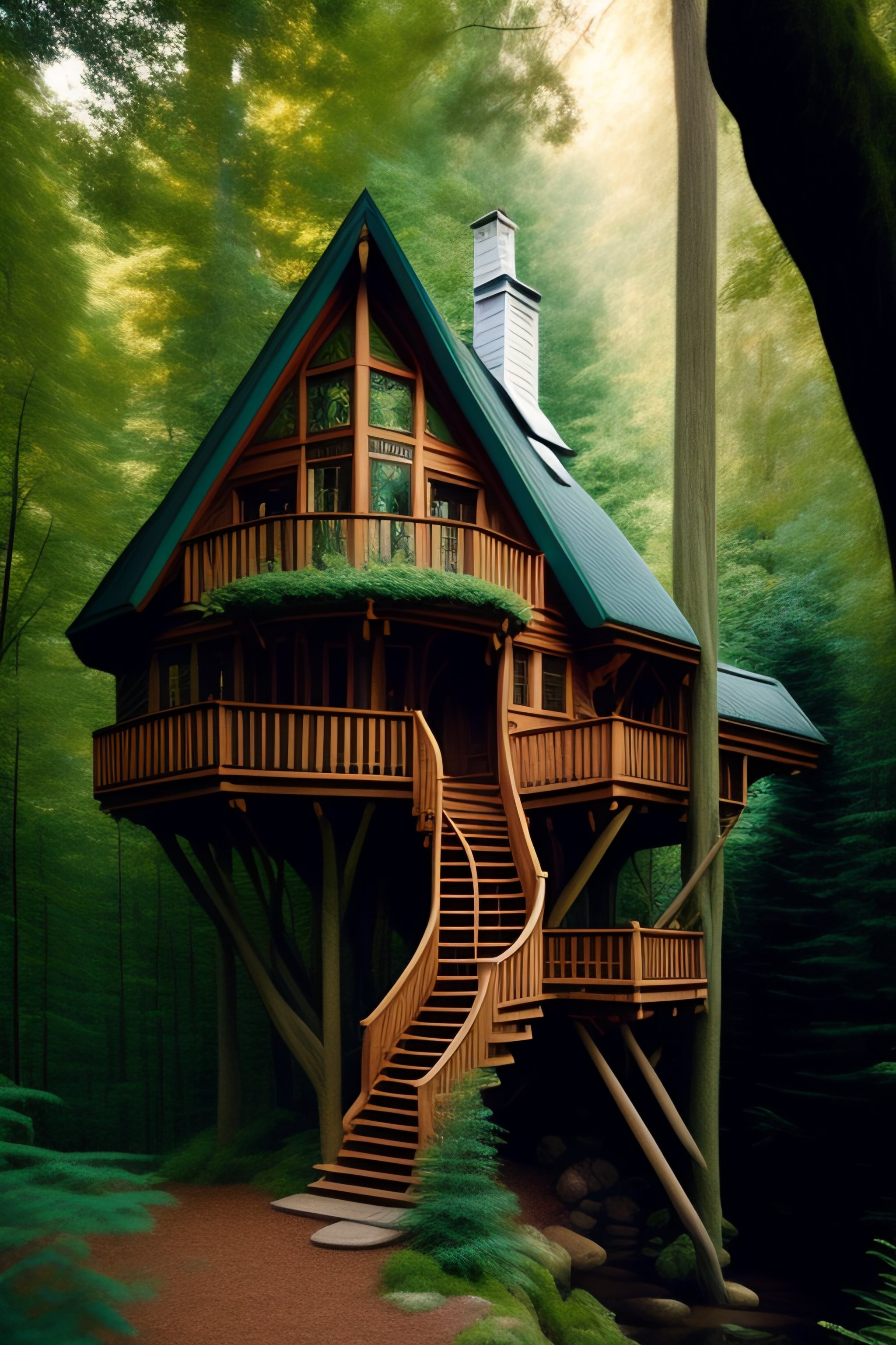 Lexica - Treehouse in lush forest, better homes and hardens magazine ...