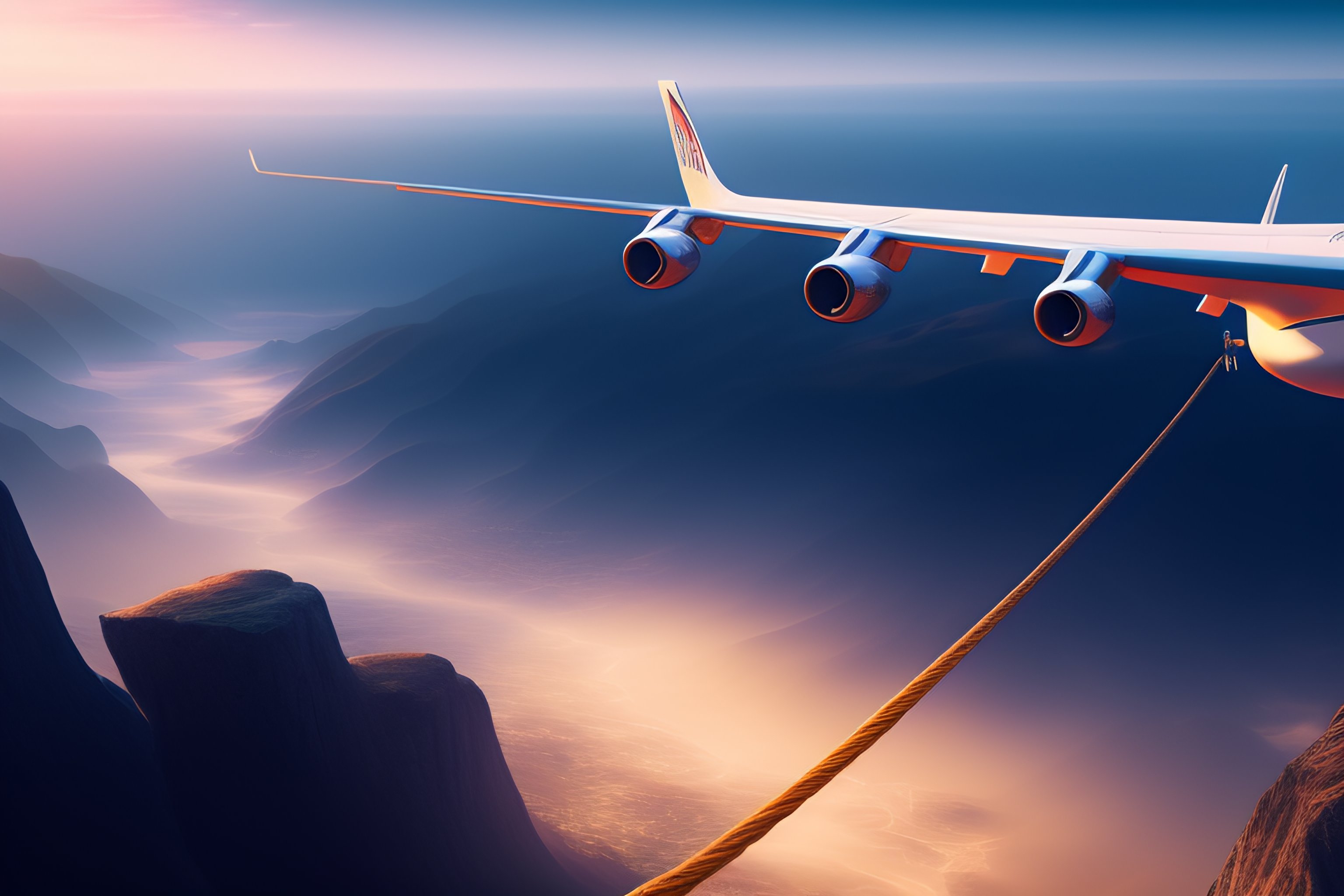 Lexica - Thick rope wrapped around the plane hanged, realistic, aerial ...