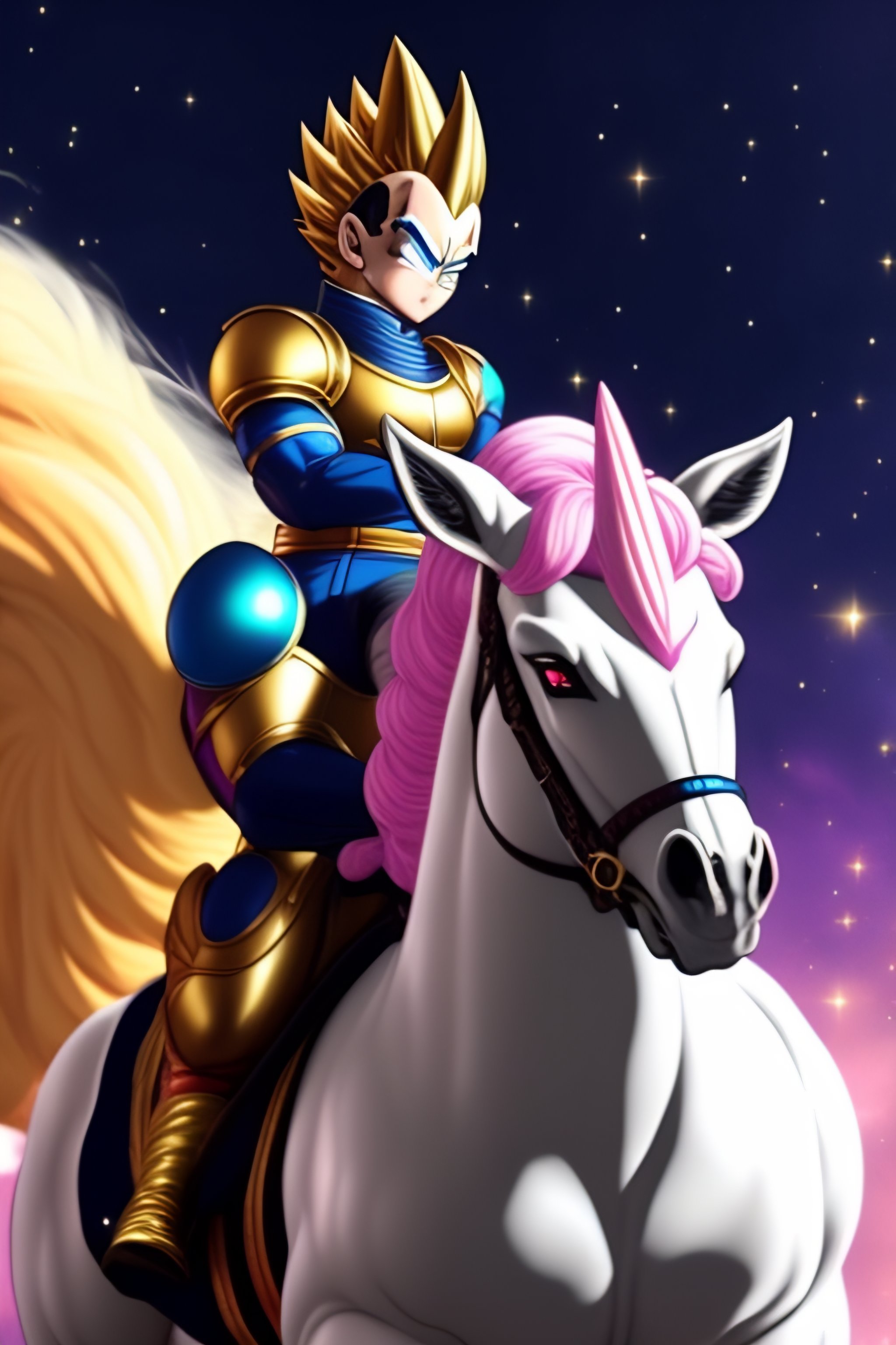 Lexica - Vegeta riding unicorn