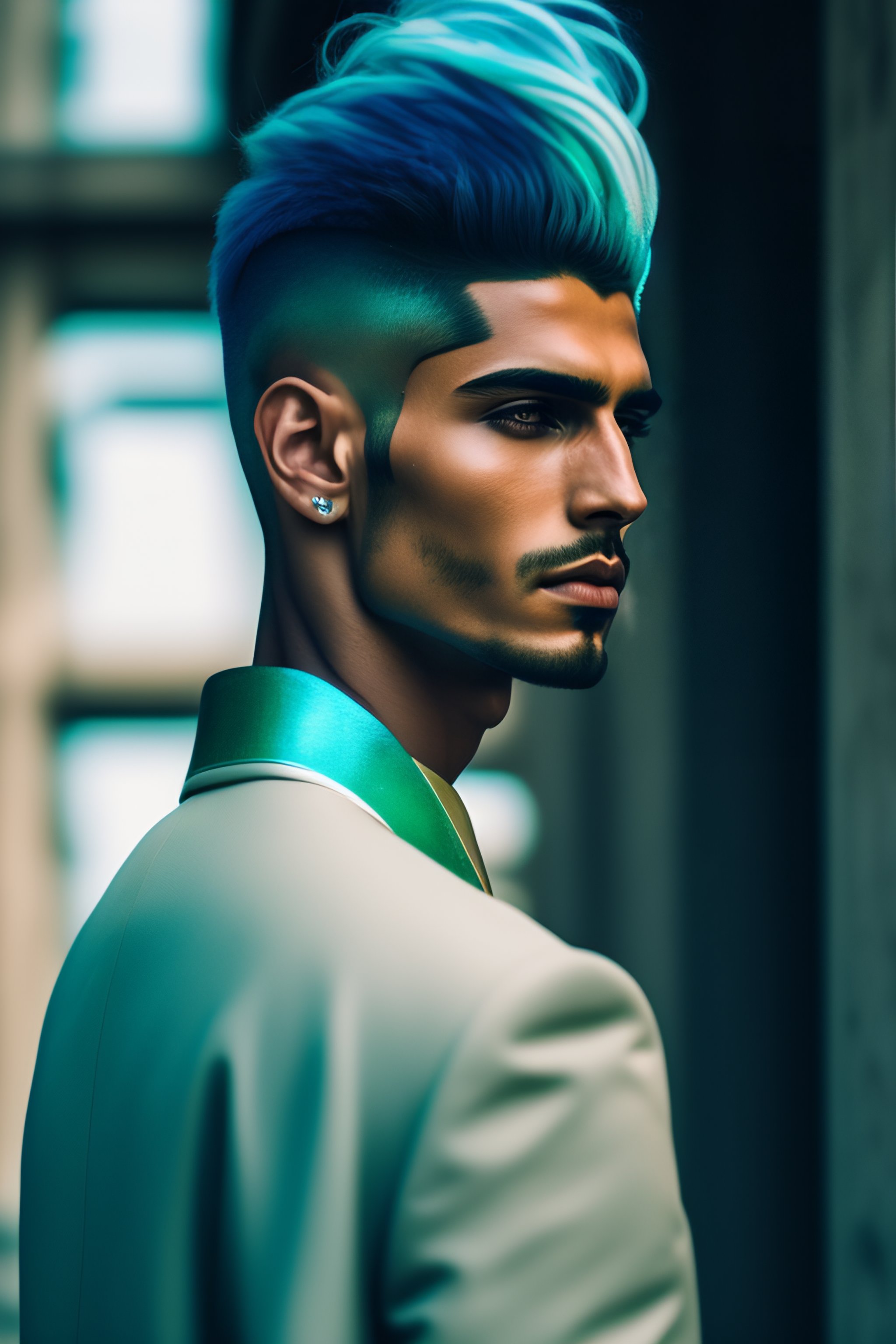 Lexica - Portrait of haute couture beautiful arab cyberpunk male V with ...