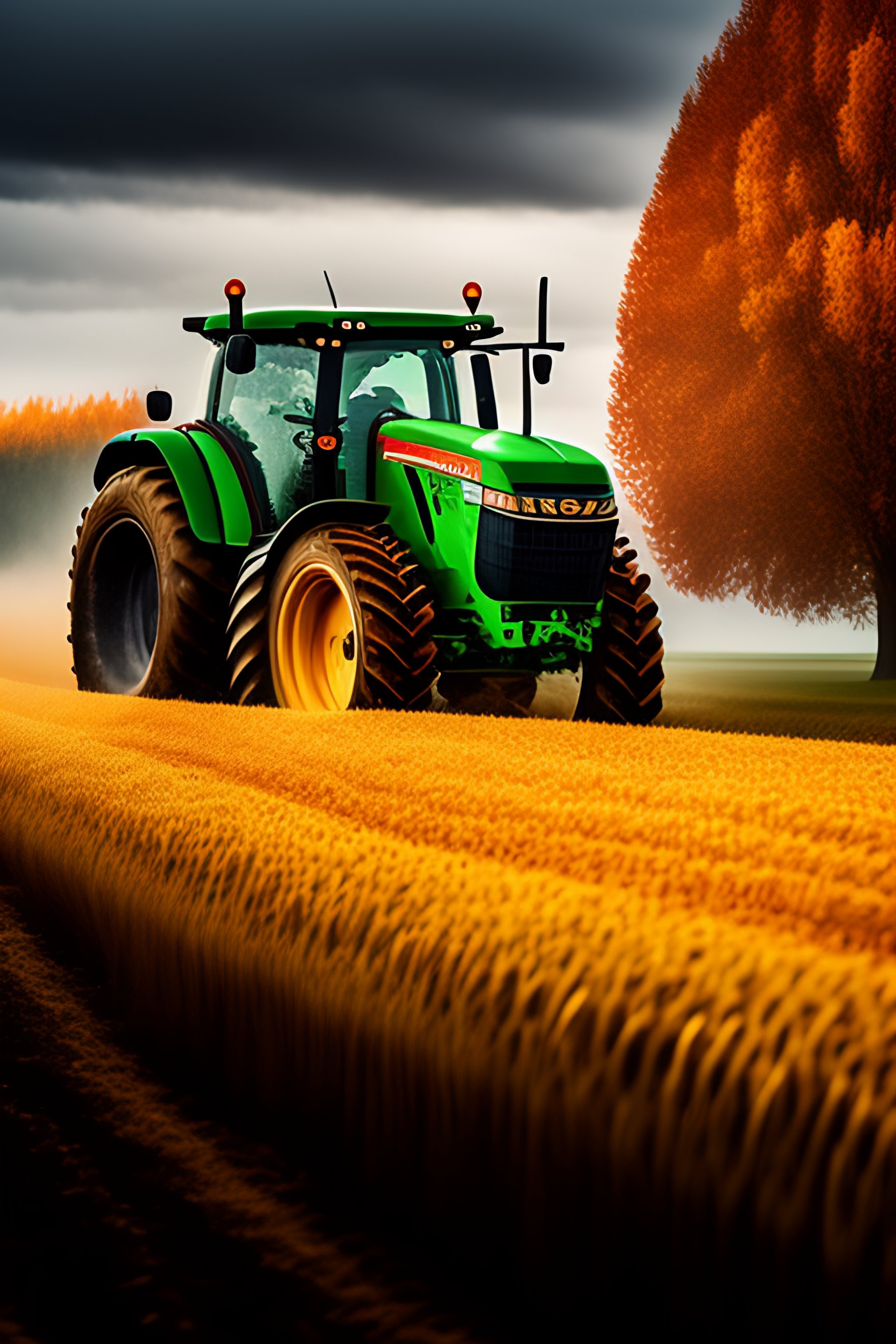 Lexica - Tractor plowing the field, autumn rain,