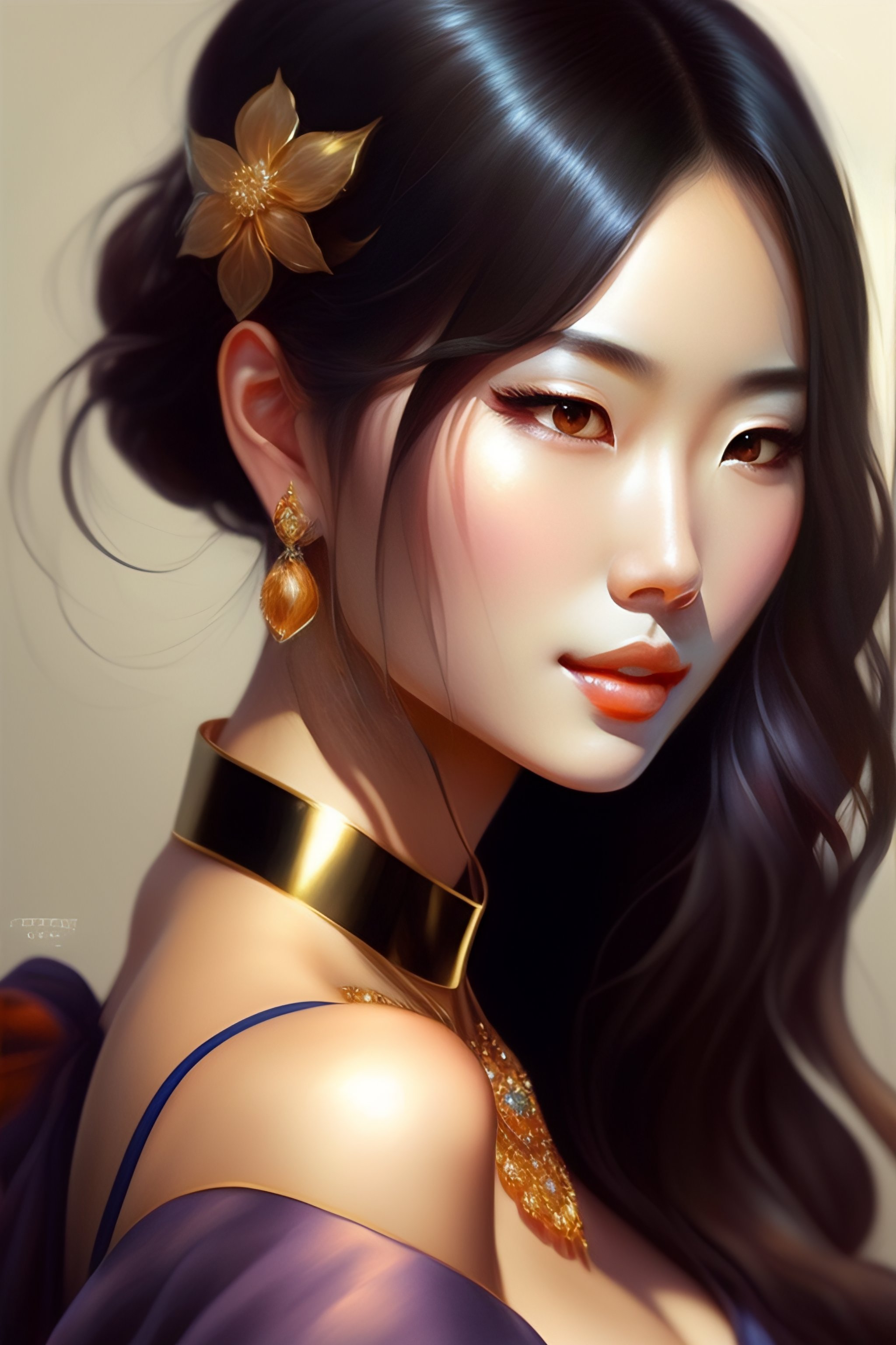 Lexica - Dark hair, beautiful, fashionable, charming, dreamlike ...