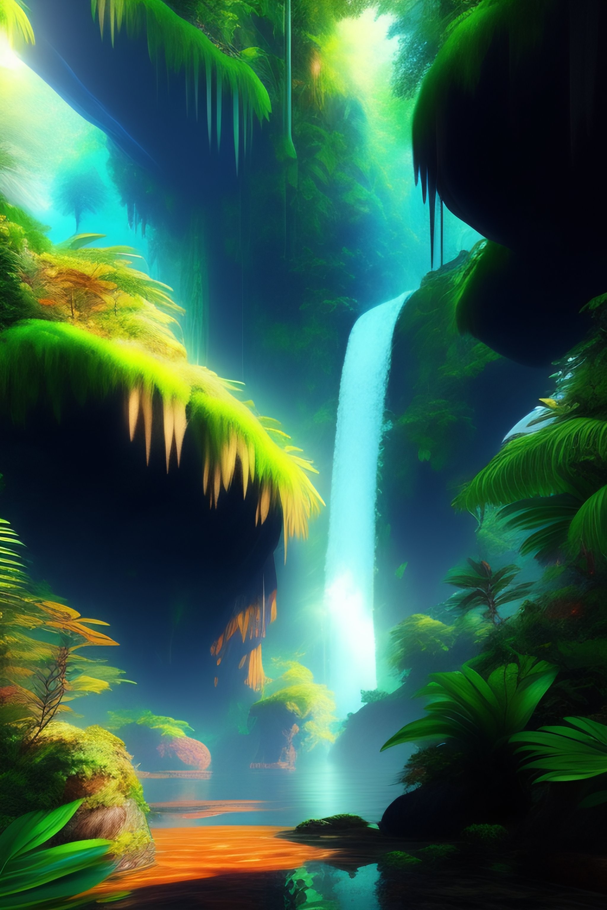 Lexica - Vibrant fantasy, photo-realistic, beautiful jungle, hyper ...