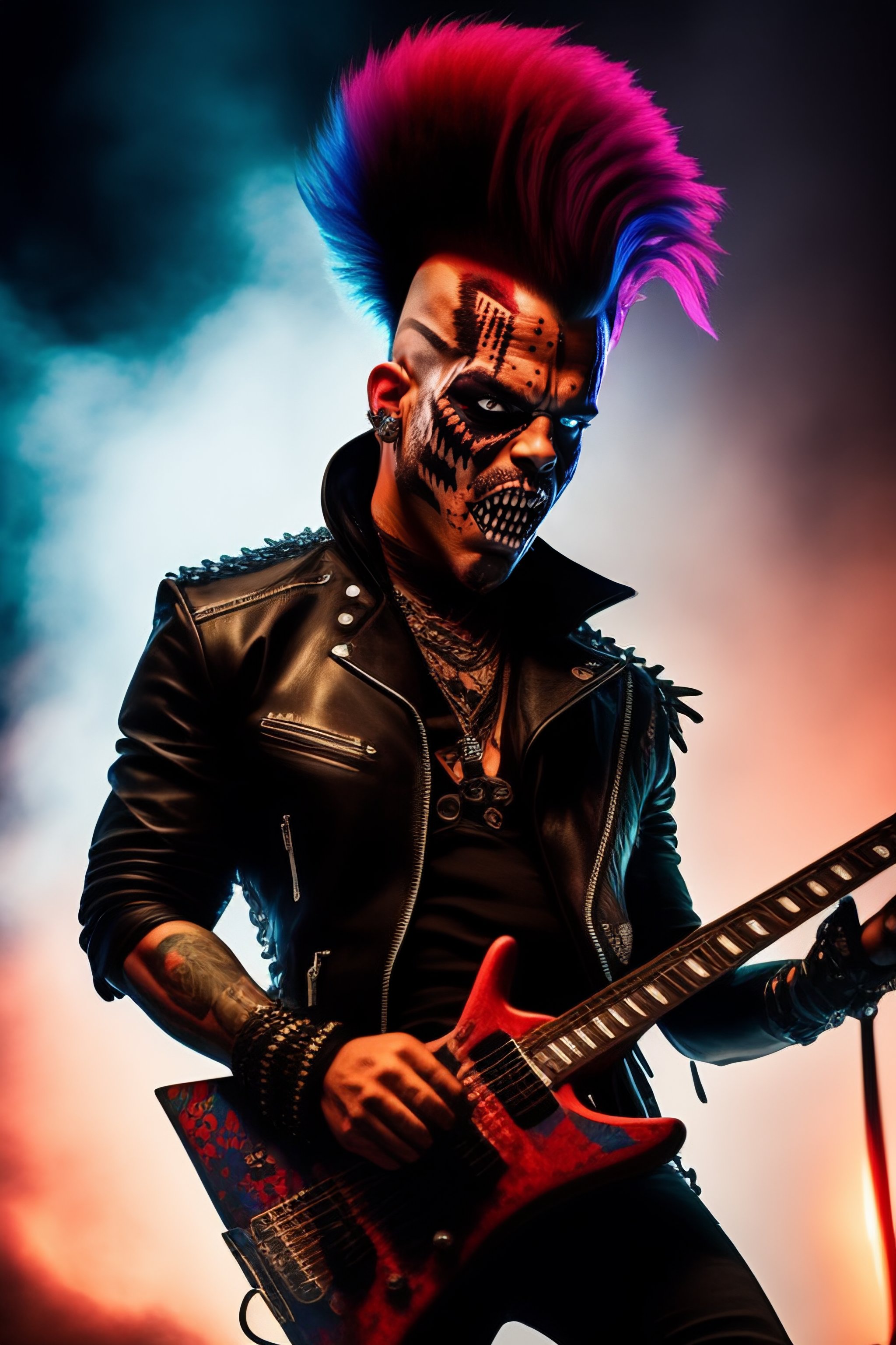 Lexica - A zombie punk rocker with a mohawk playing electric guitar
