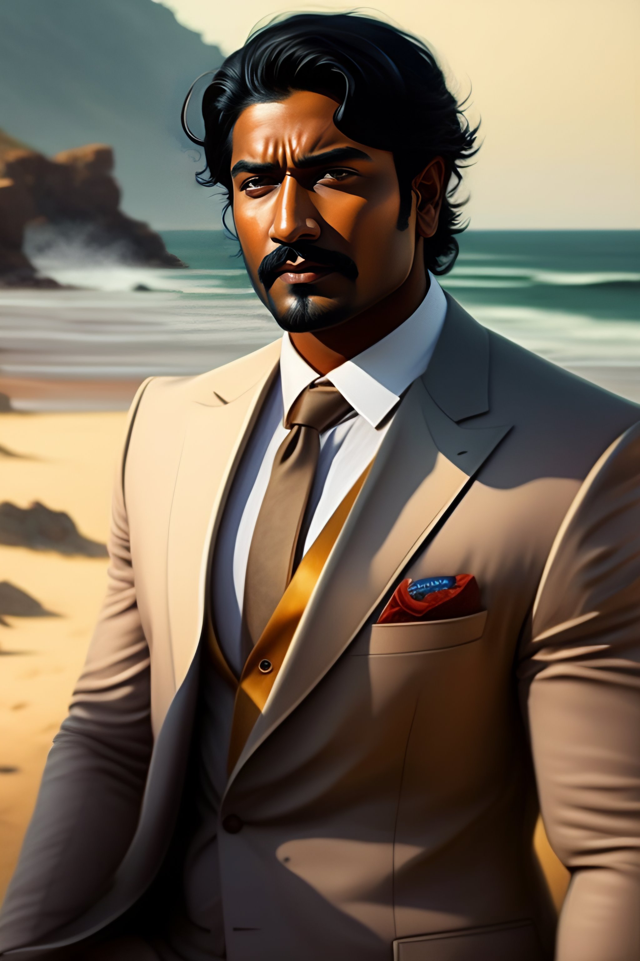 Lexica - Greg manchess painting of a sensitive, strong indian actor ...