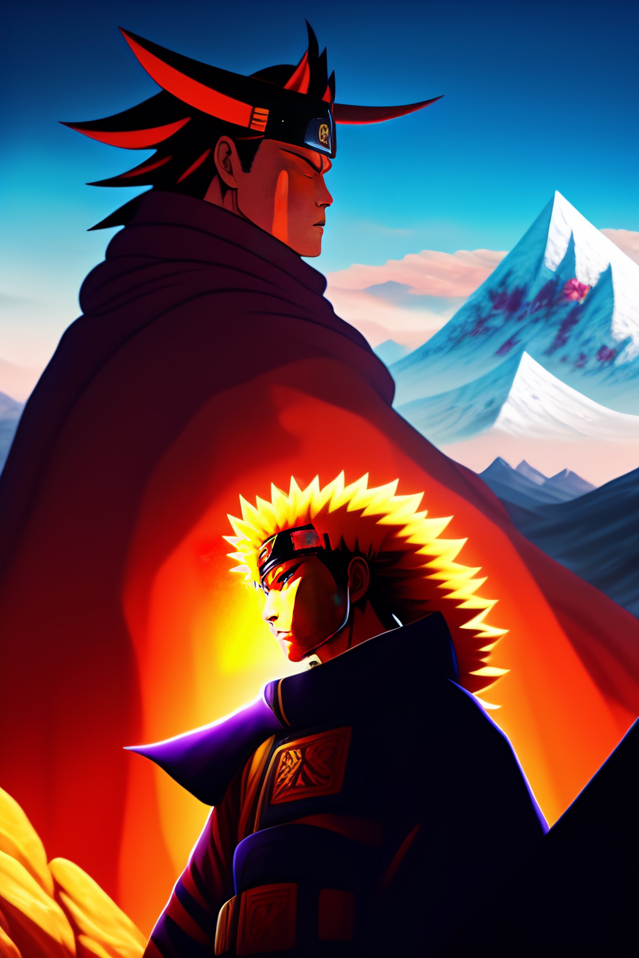 Lexica - Portrait of Naruto mediting on a mountain with a giant kyuubi ...