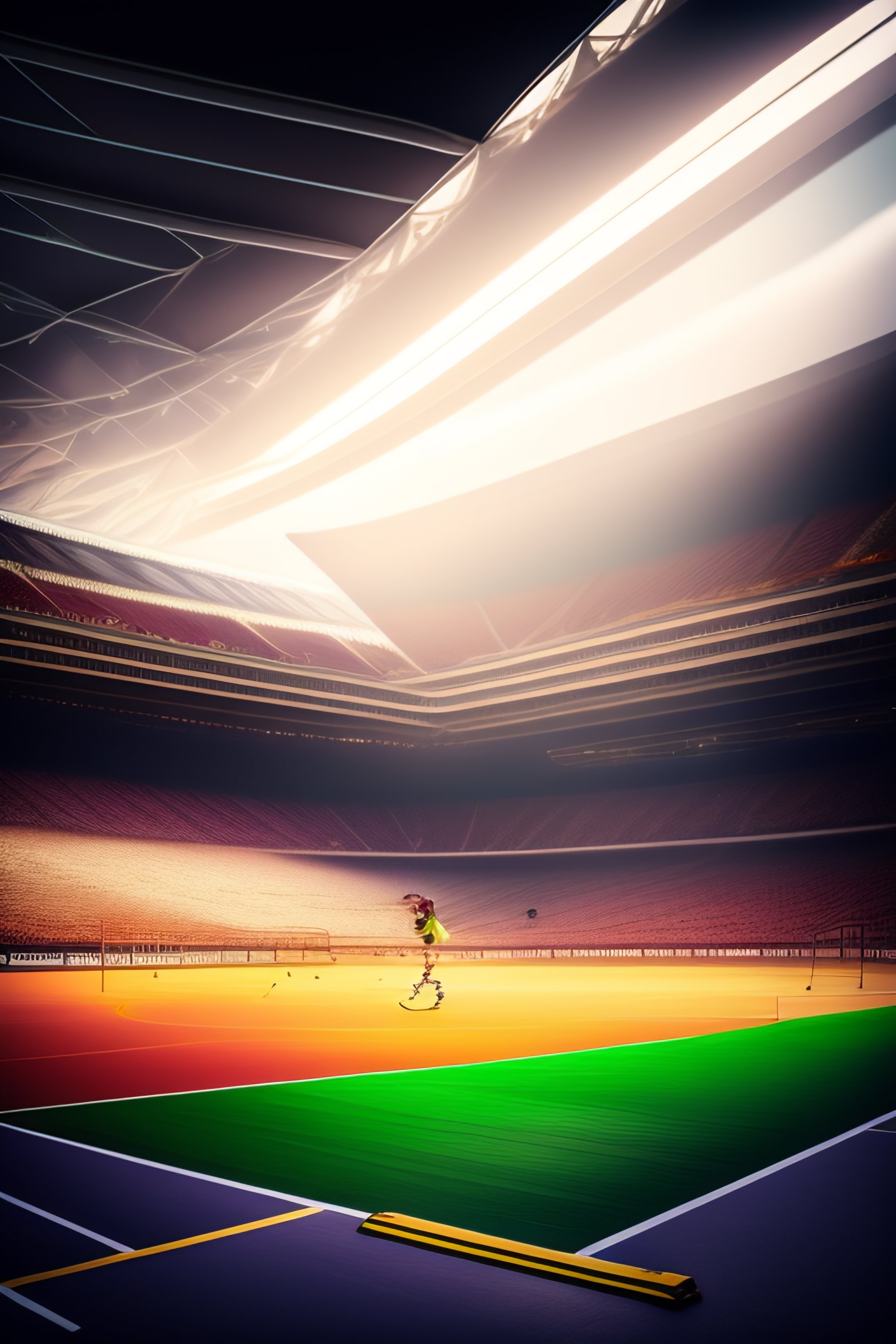 Lexica - High res photograph 1.2 of a badmintonn player mid air hitting ...