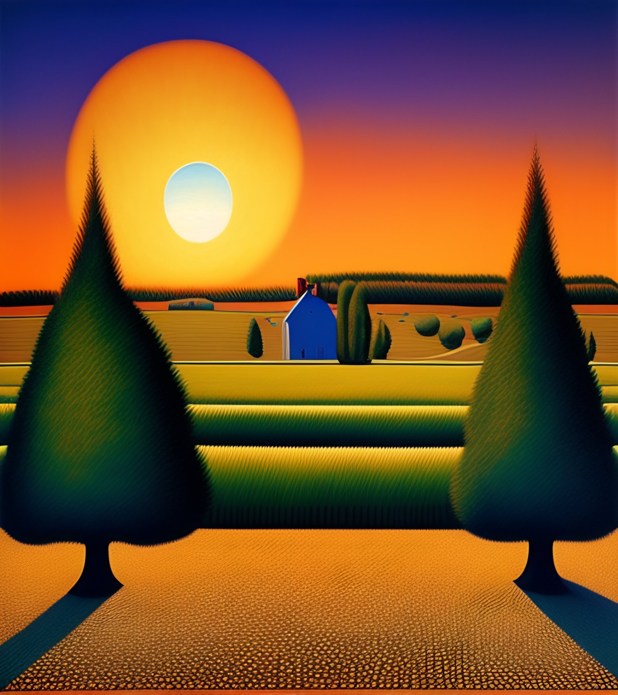 Lexica - Sunny day by Magritte and Van Gogh
