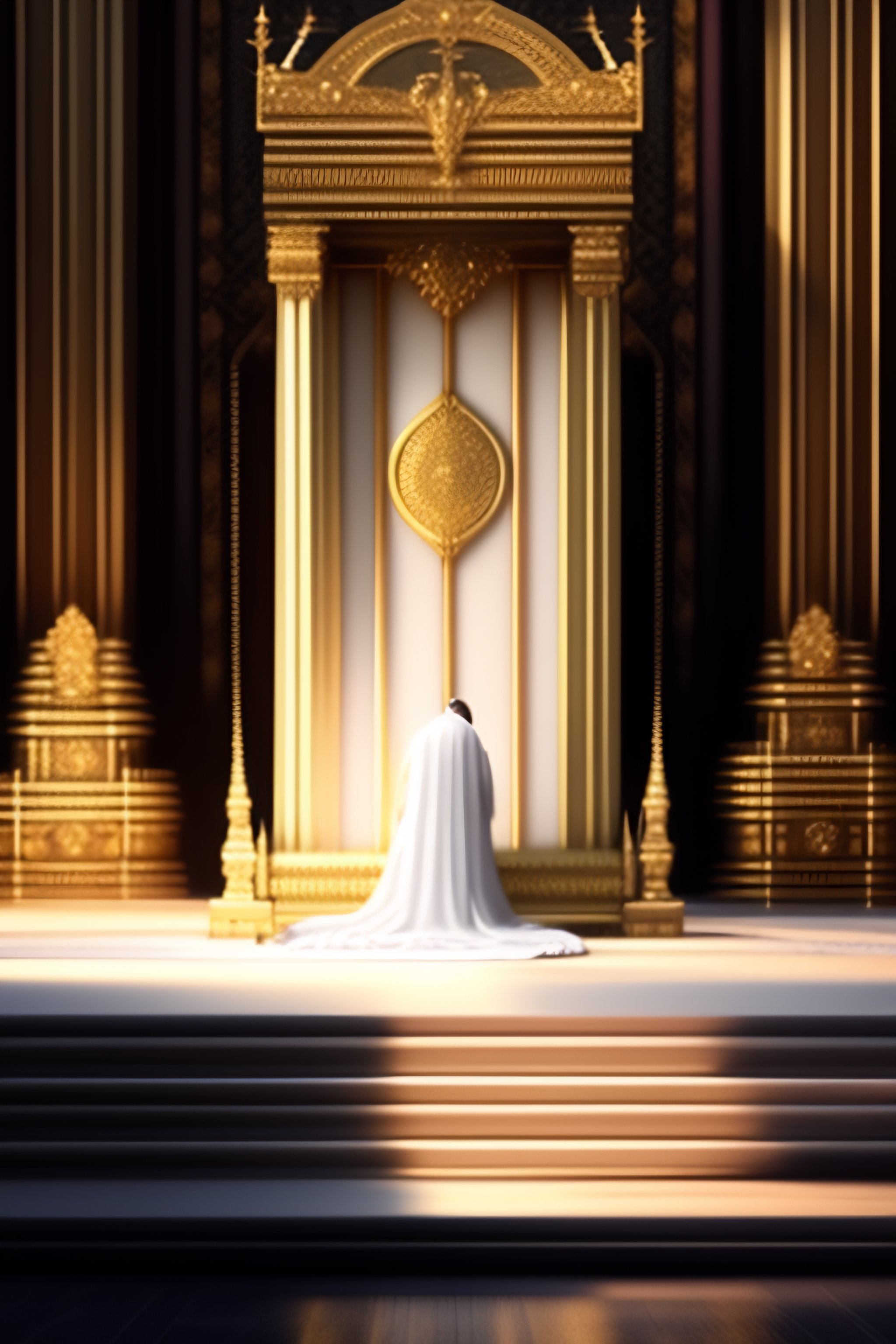 Lexica - A man wearing worn out white sheets is kneeling before a ...