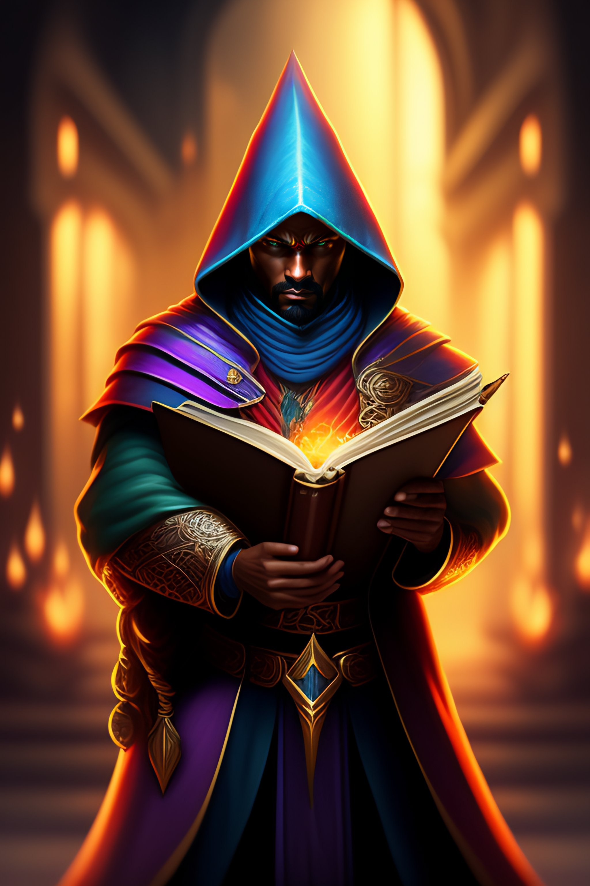 Lexica - Game icon of battle old assassin mage holding magic book with ...