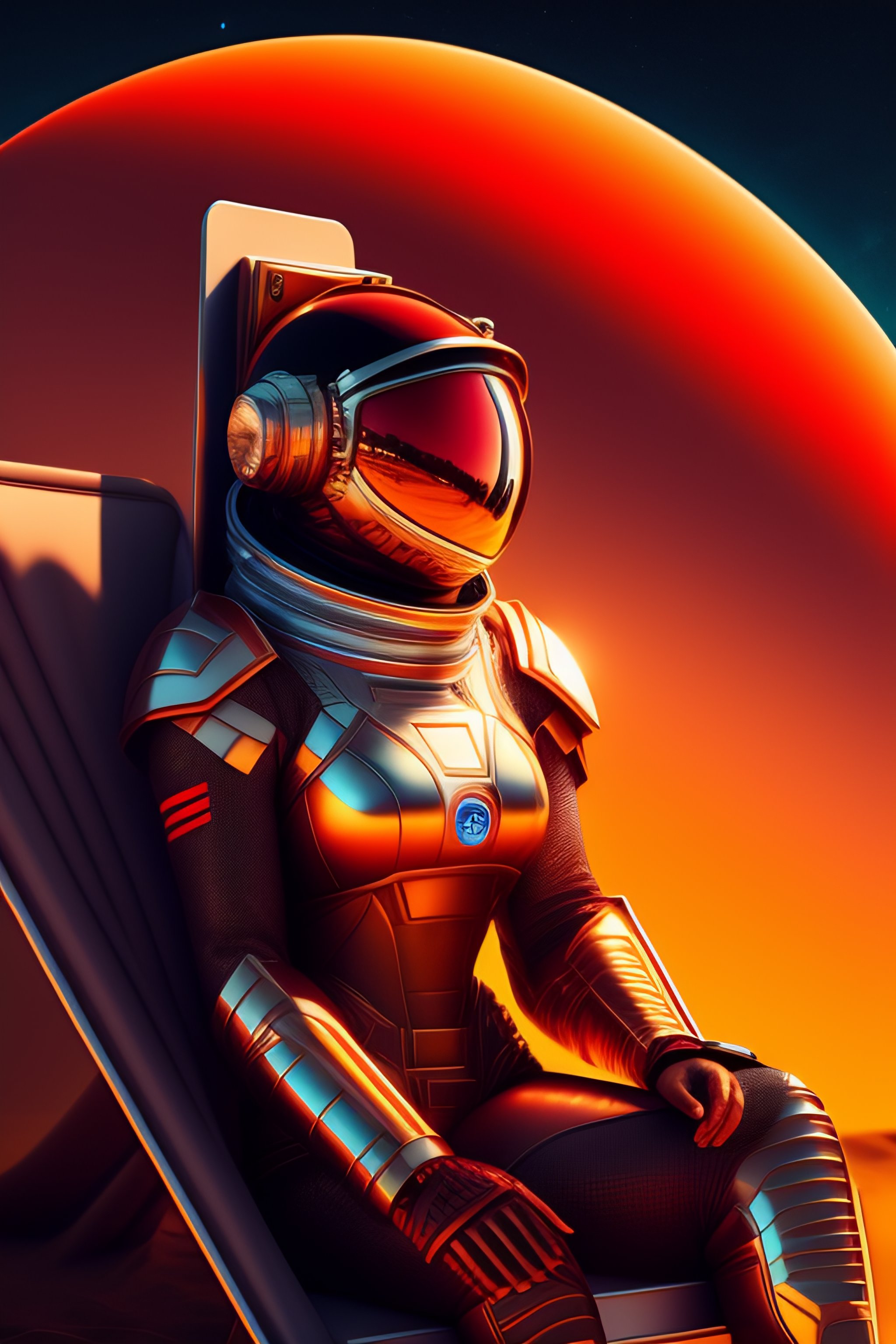 Lexica - An astronaut resting on mars in a beach chair, vibrant ...