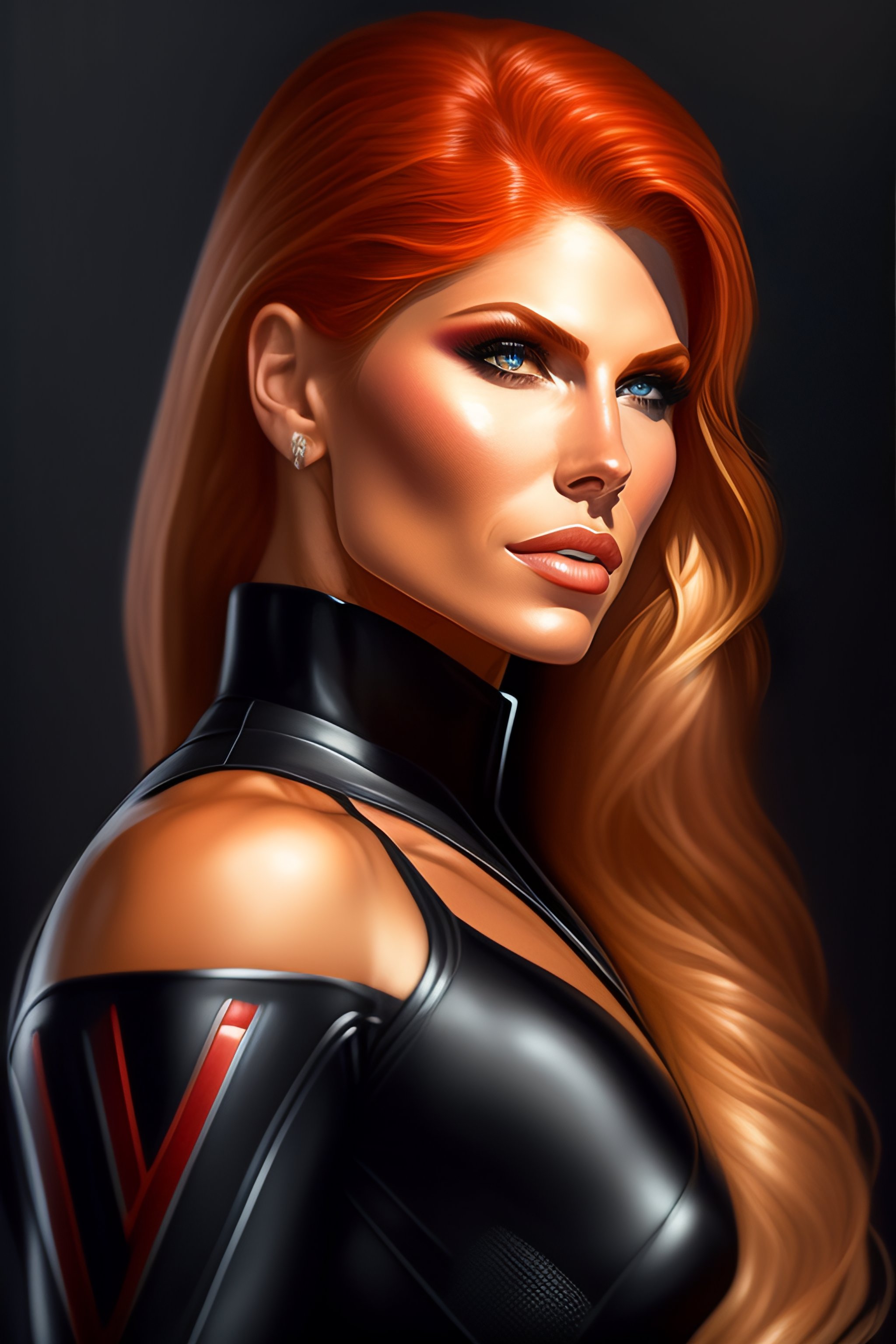 Lexica - Muscular torrie wilson as black widow, realistic portrait ...