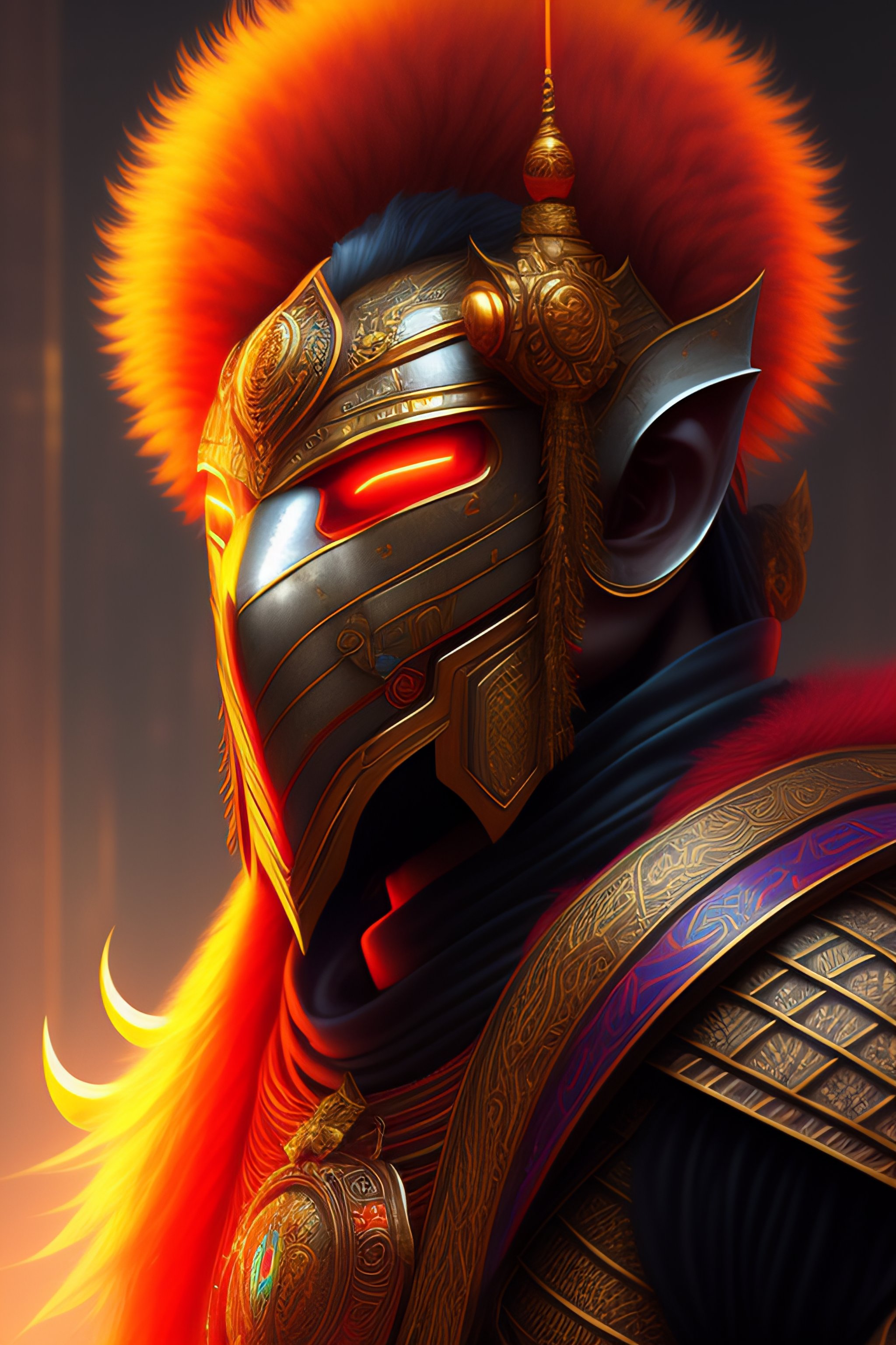 Lexica - A Sun wukong mask, wearing futurepunk armor, Neon, d & d ...