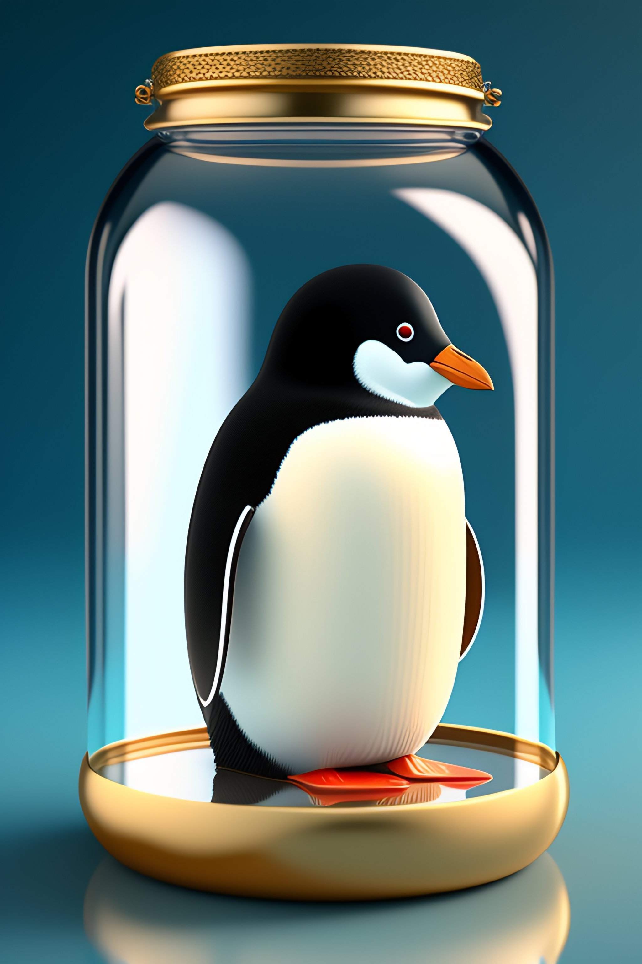 Lexica - Cute penguin in a jar
