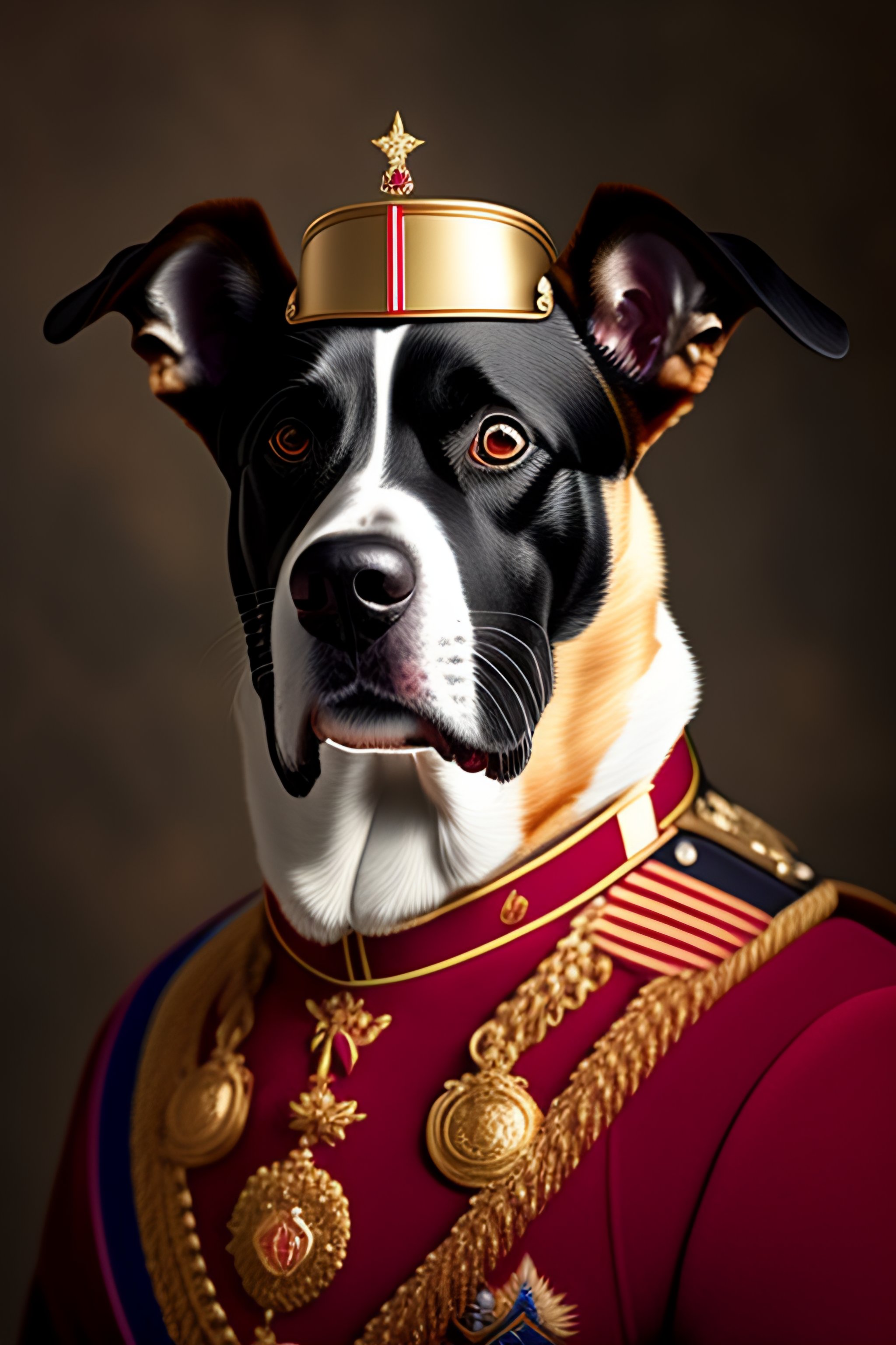 Lexica - Portrait of dog wearing soldier uniform, Victorian era portrait