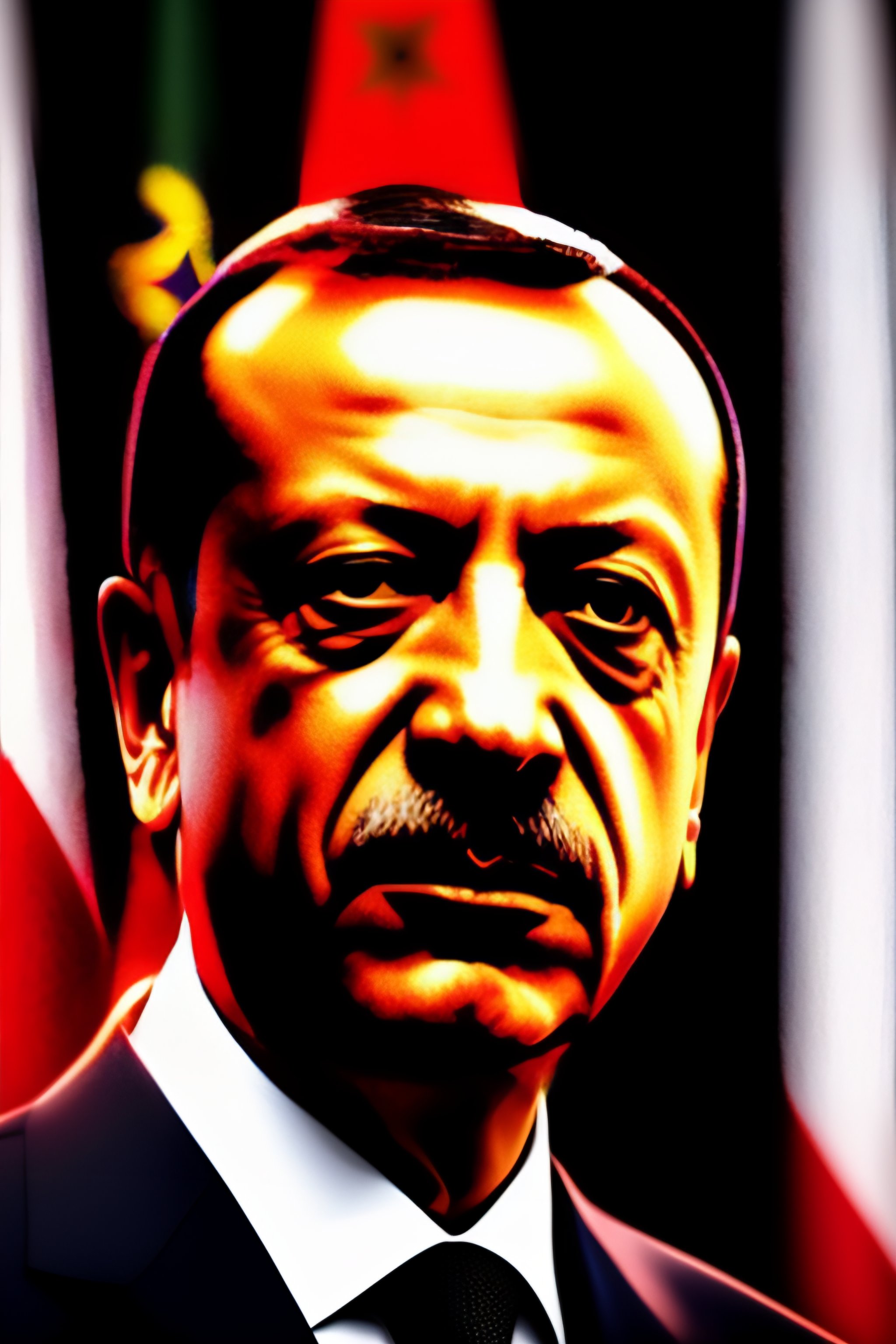Lexica - Image of Recep Tayyip Erdogan on a black background in front ...