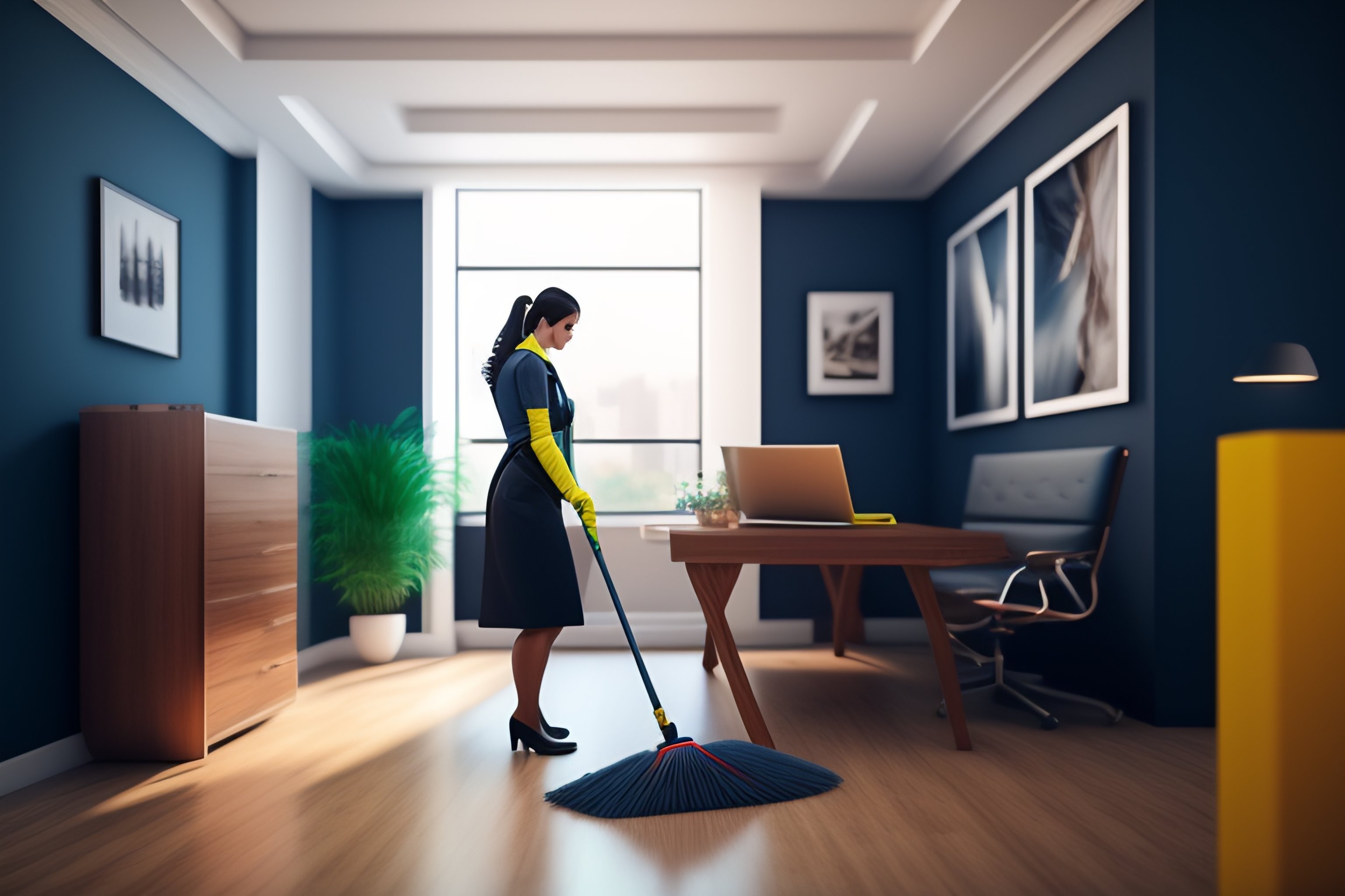 Lexica - Woman cleaning office