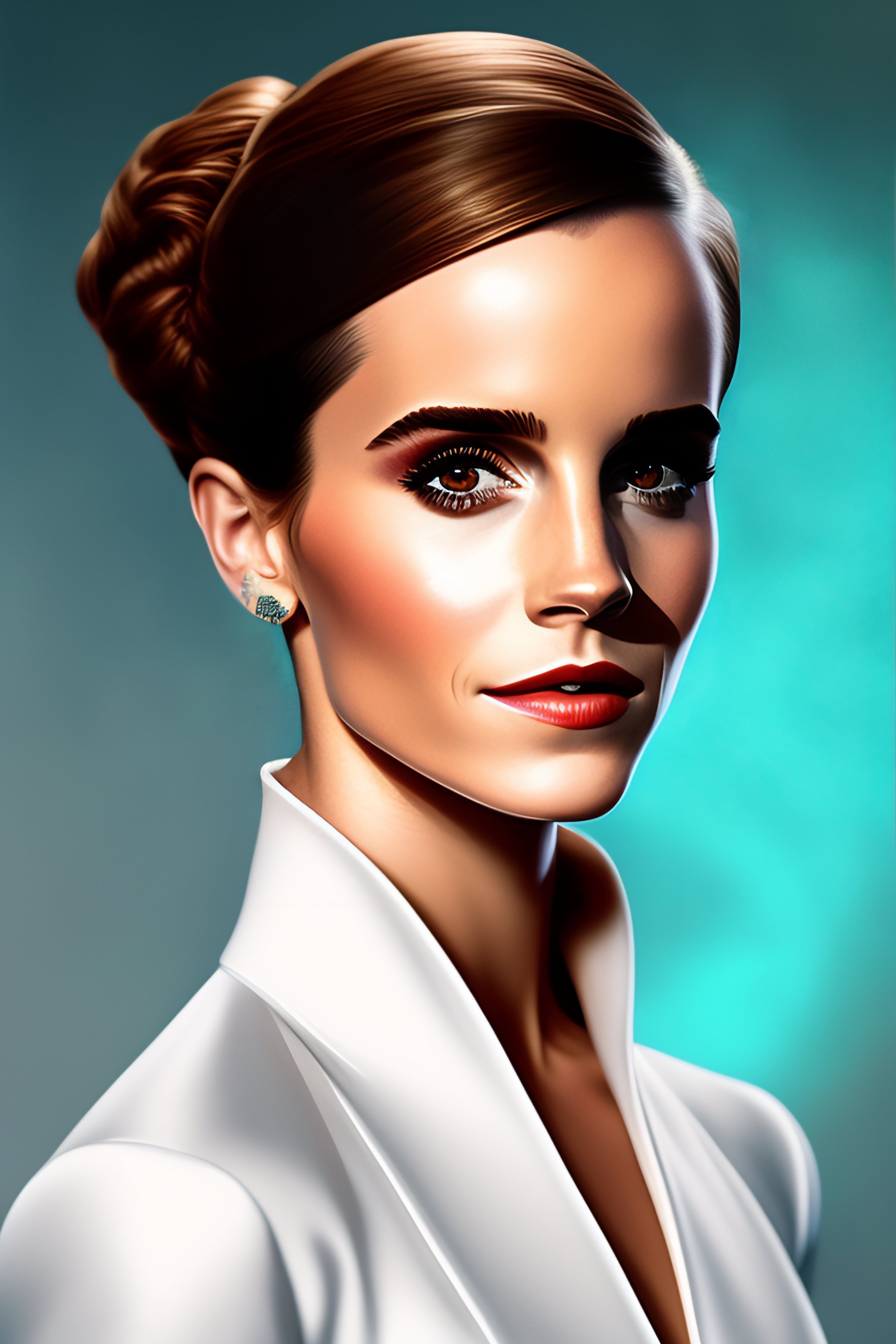 Lexica - Portrait of Emma Watson with a giant forehead in style of mars ...