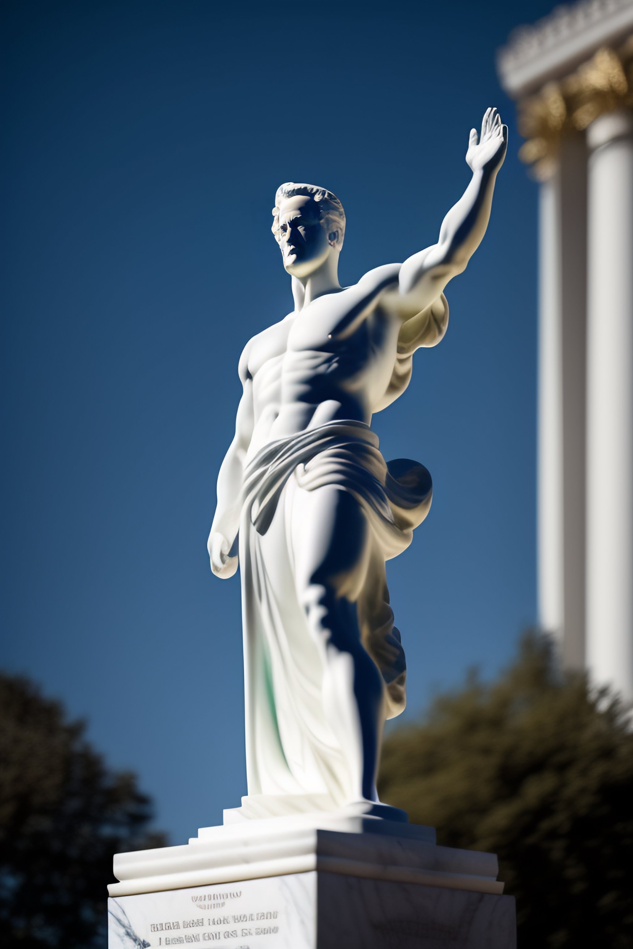 Lexica - Photo of a marble statue of Joe Biden standing with his hands up