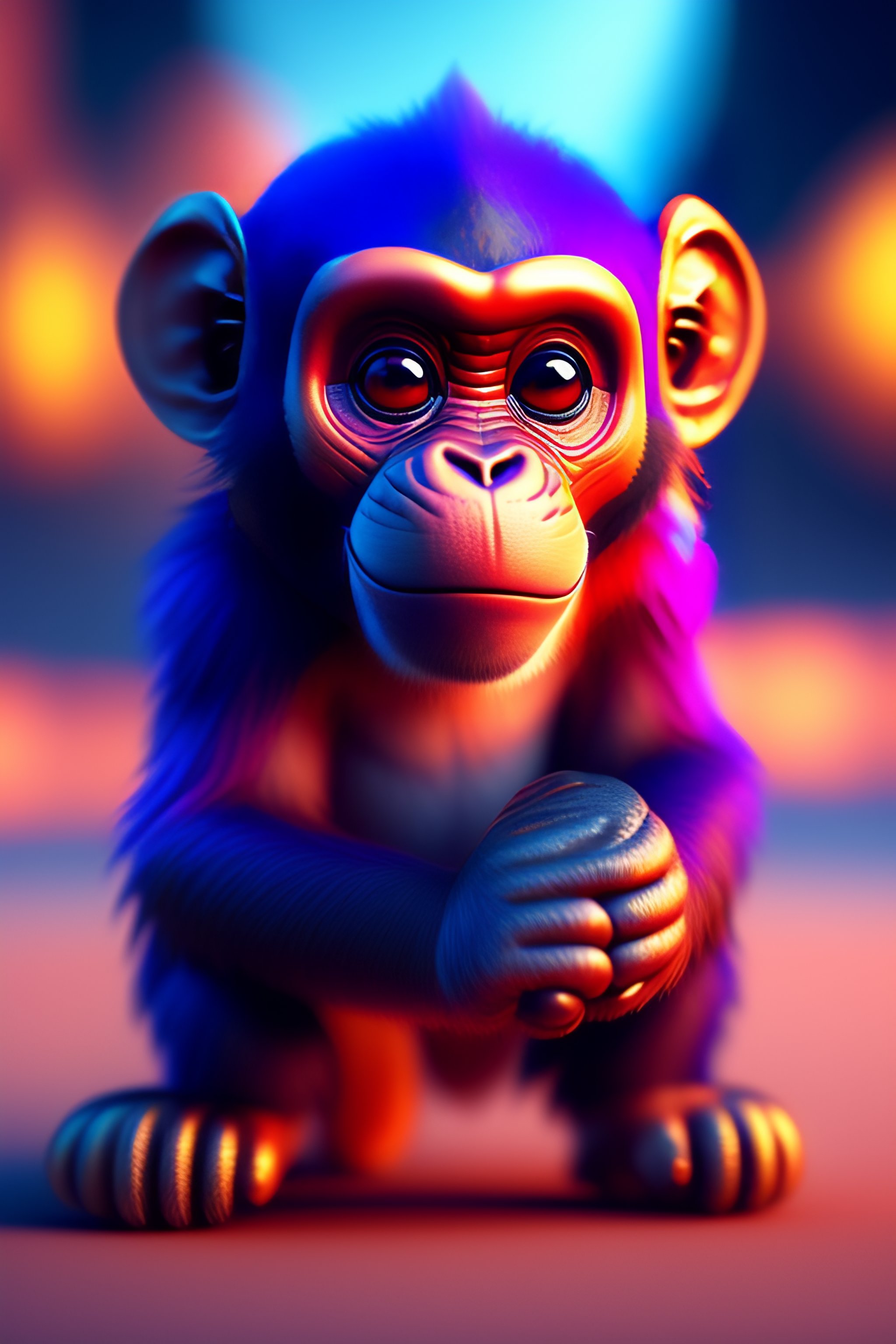 Lexica - A cute monkey is in future, 3D, 8K, 3D render, 3D rendered ...