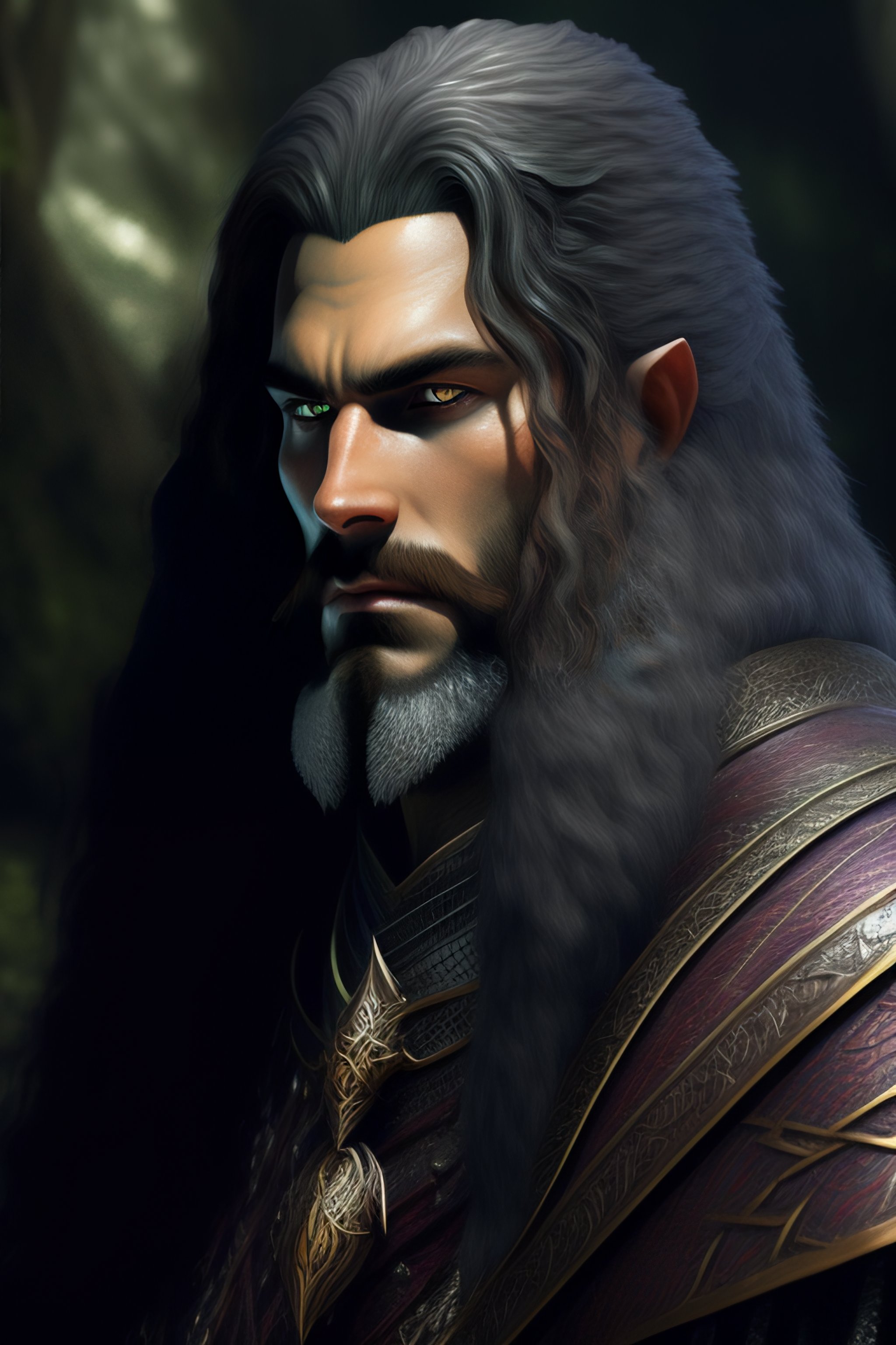 Lexica - Wolfman, realistic, detailed, mage style, lord of rings style