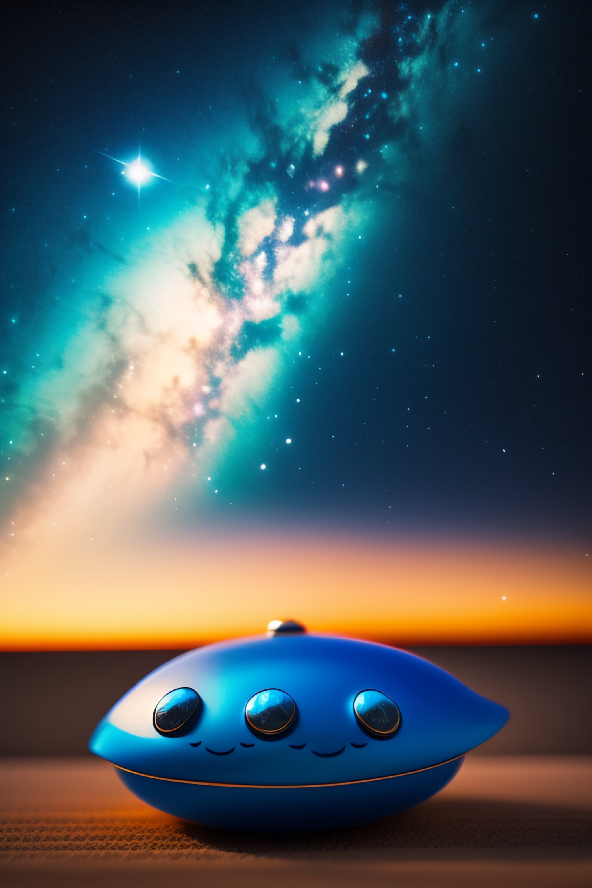 Lexica - A blue alien lying under the stars