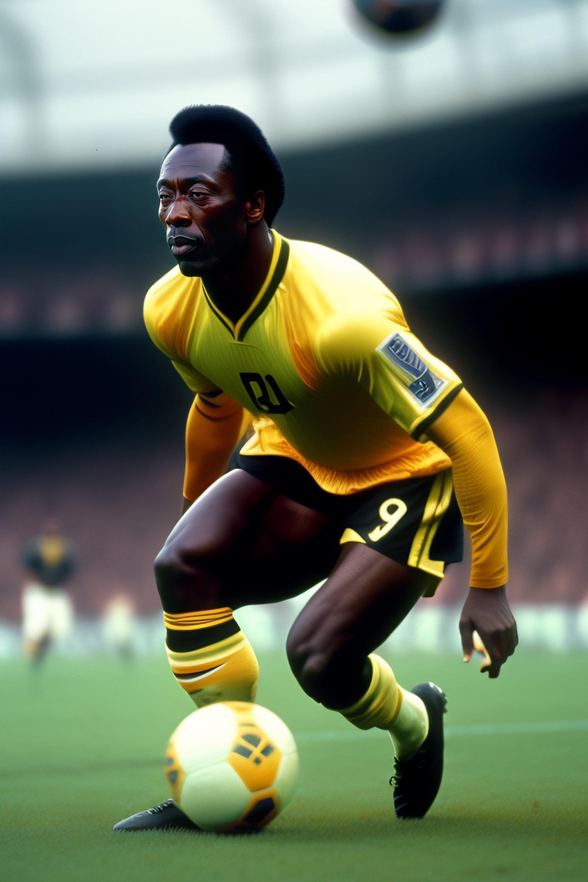 Lexica - Pele as gon in throne with ball, white predomknance pele god