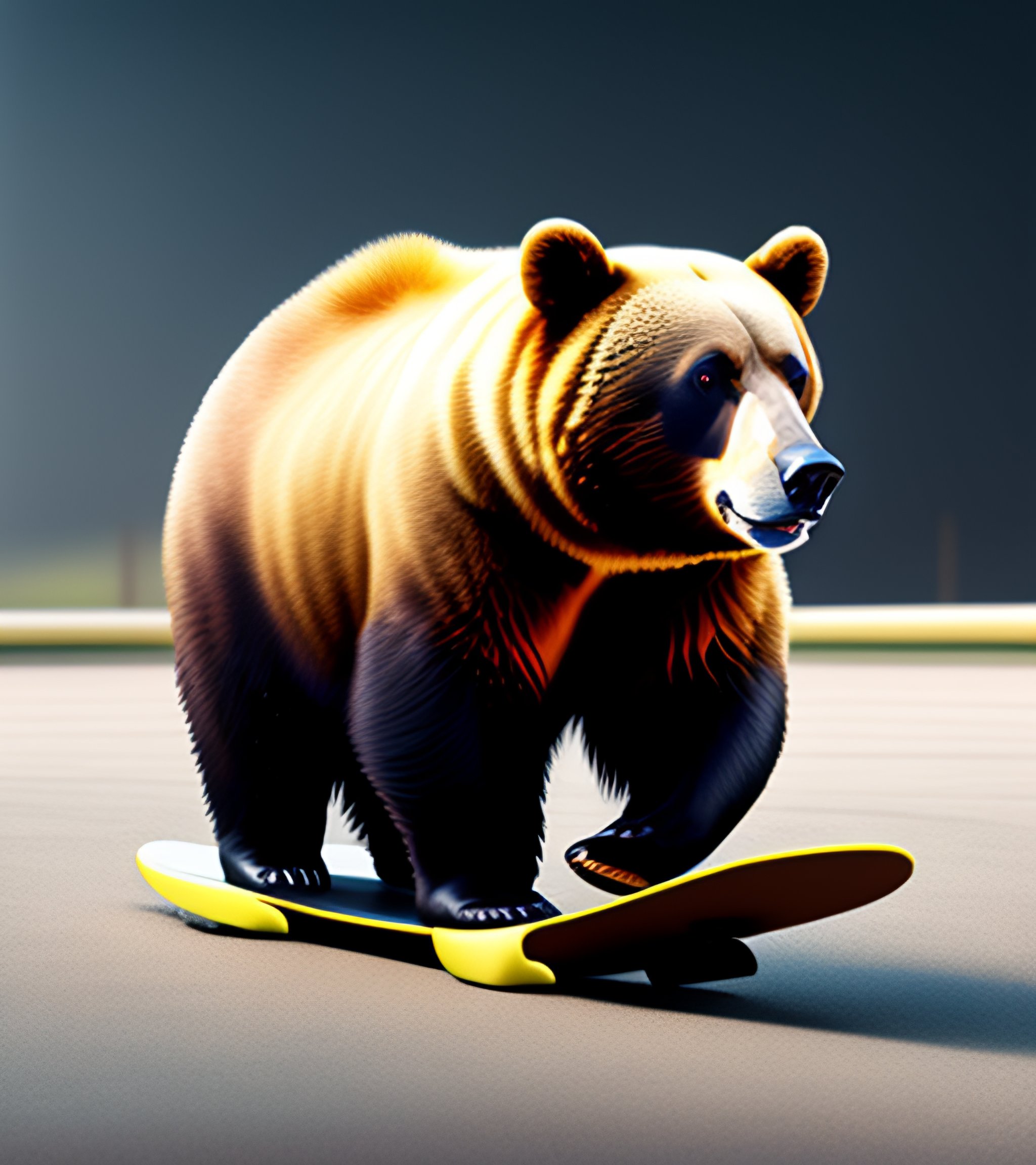 Lexica - A bear skateboarding, digital art, photorealistic