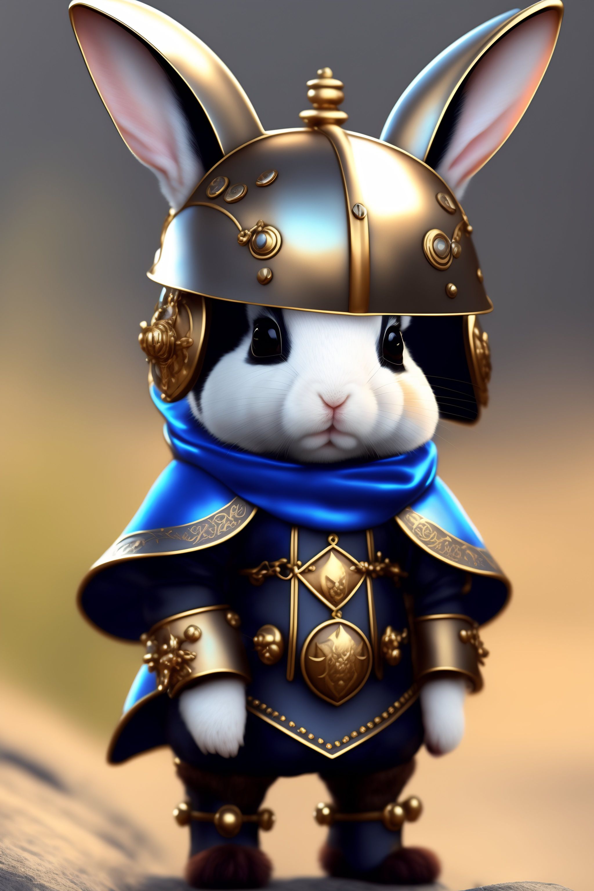 Lexica - Cute bunny, shiny armor, style steampunk, ram-rabbit, 2 small ...