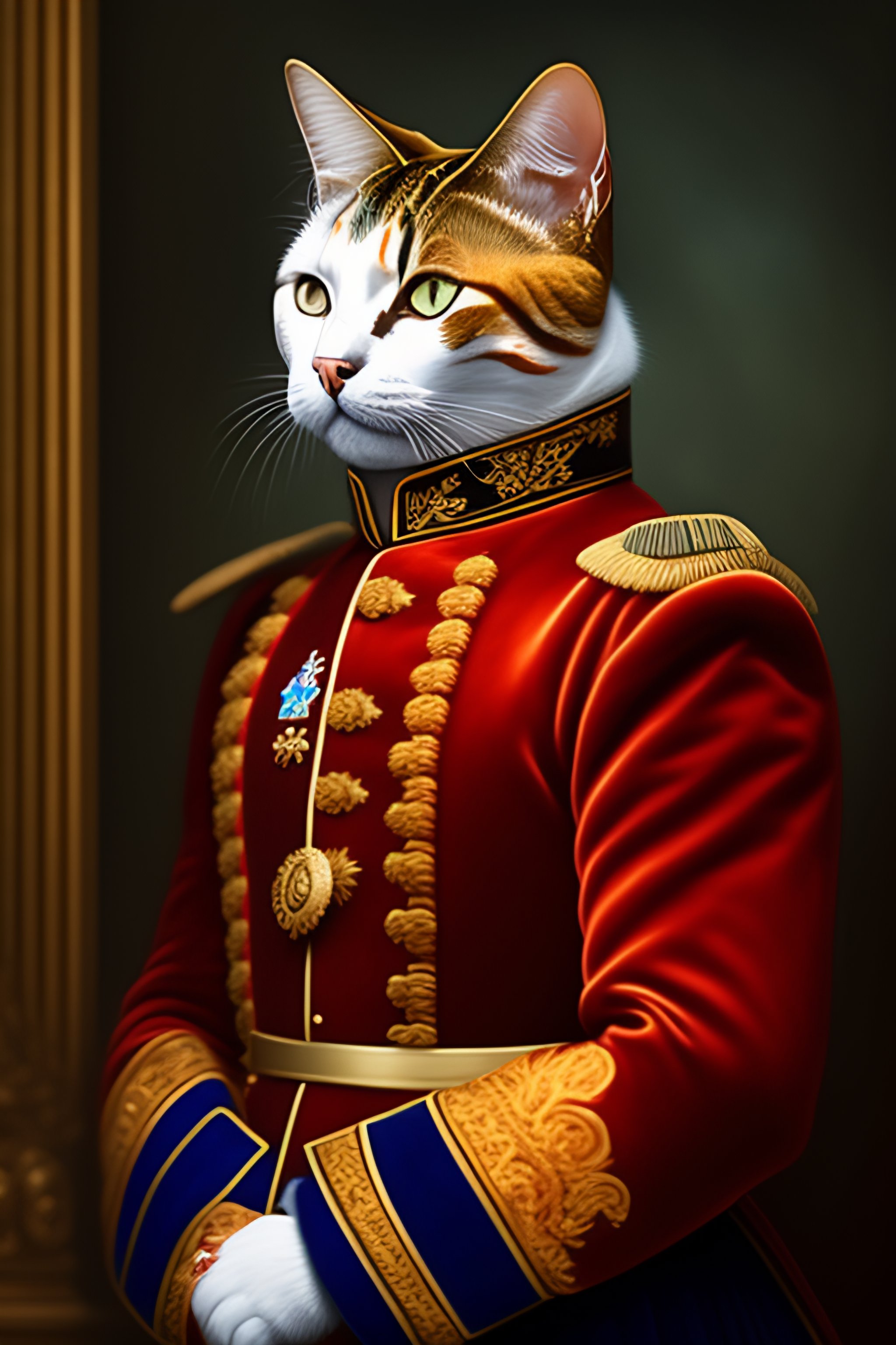 Lexica - Portrait of cat wearing admiral uniform, Victorian era portrait
