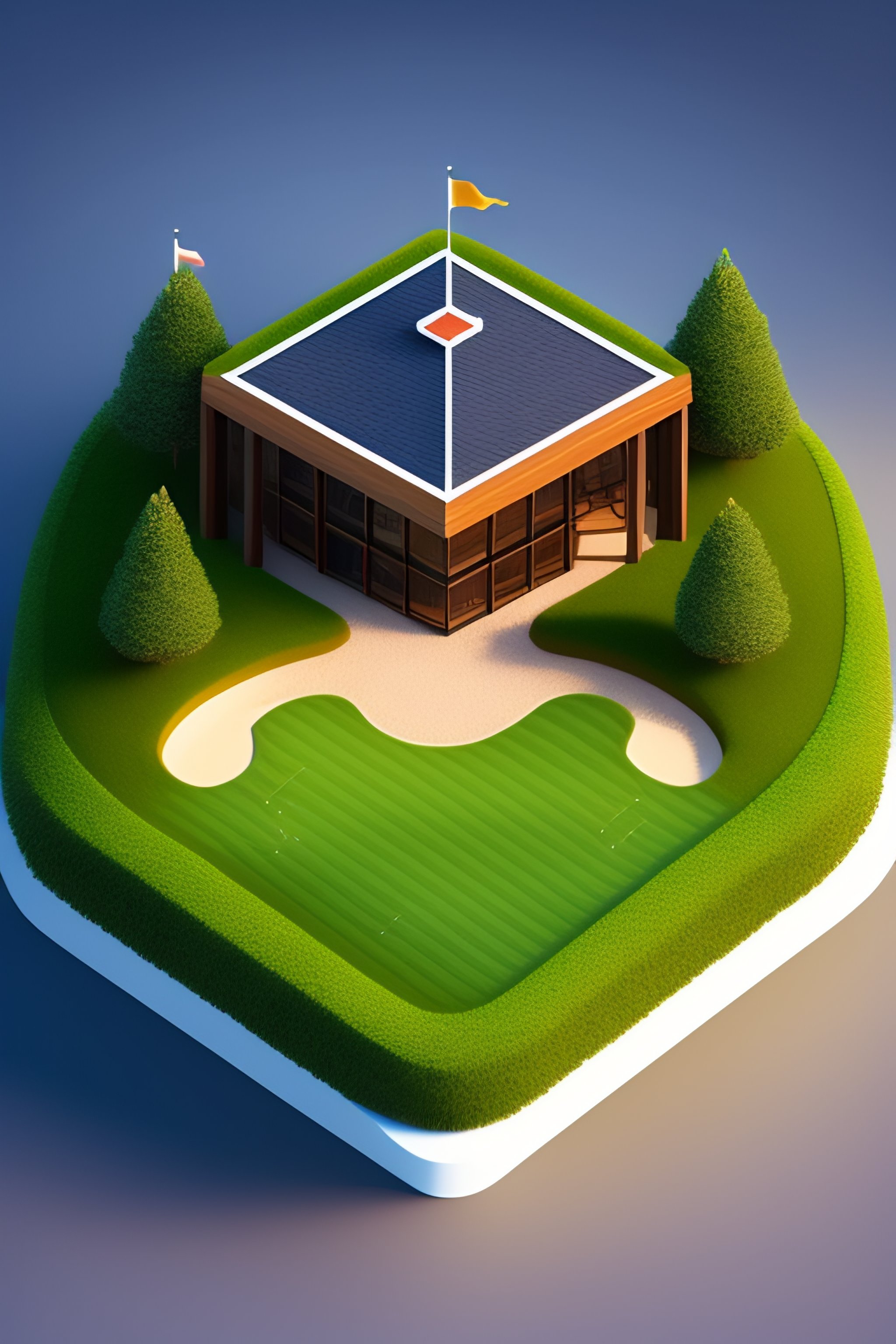 Lexica - Isometric view of a clubhouse at a golf course