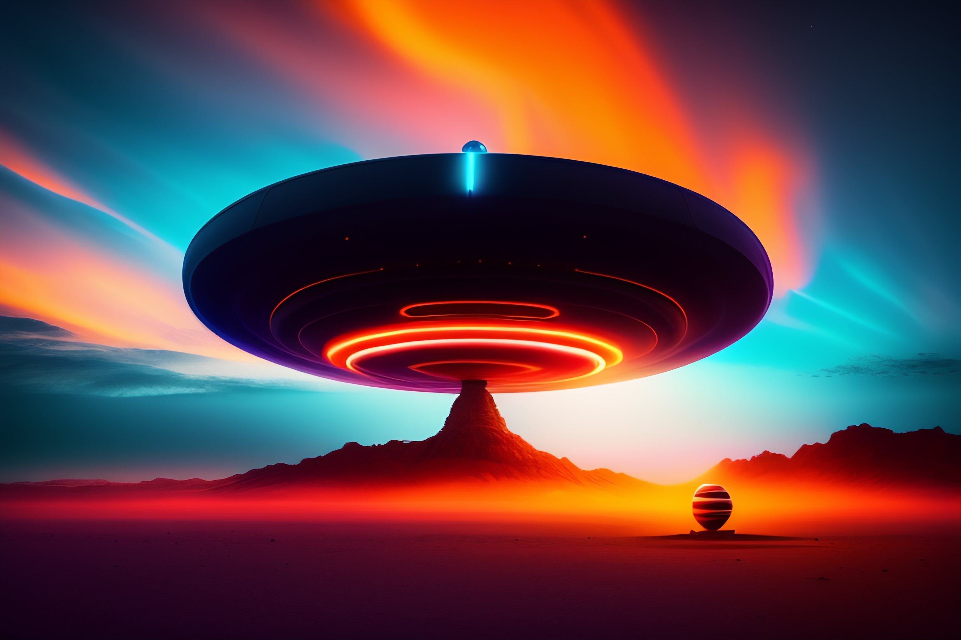 Lexica - Ufo saliendo de portal dimensional color naranja ...