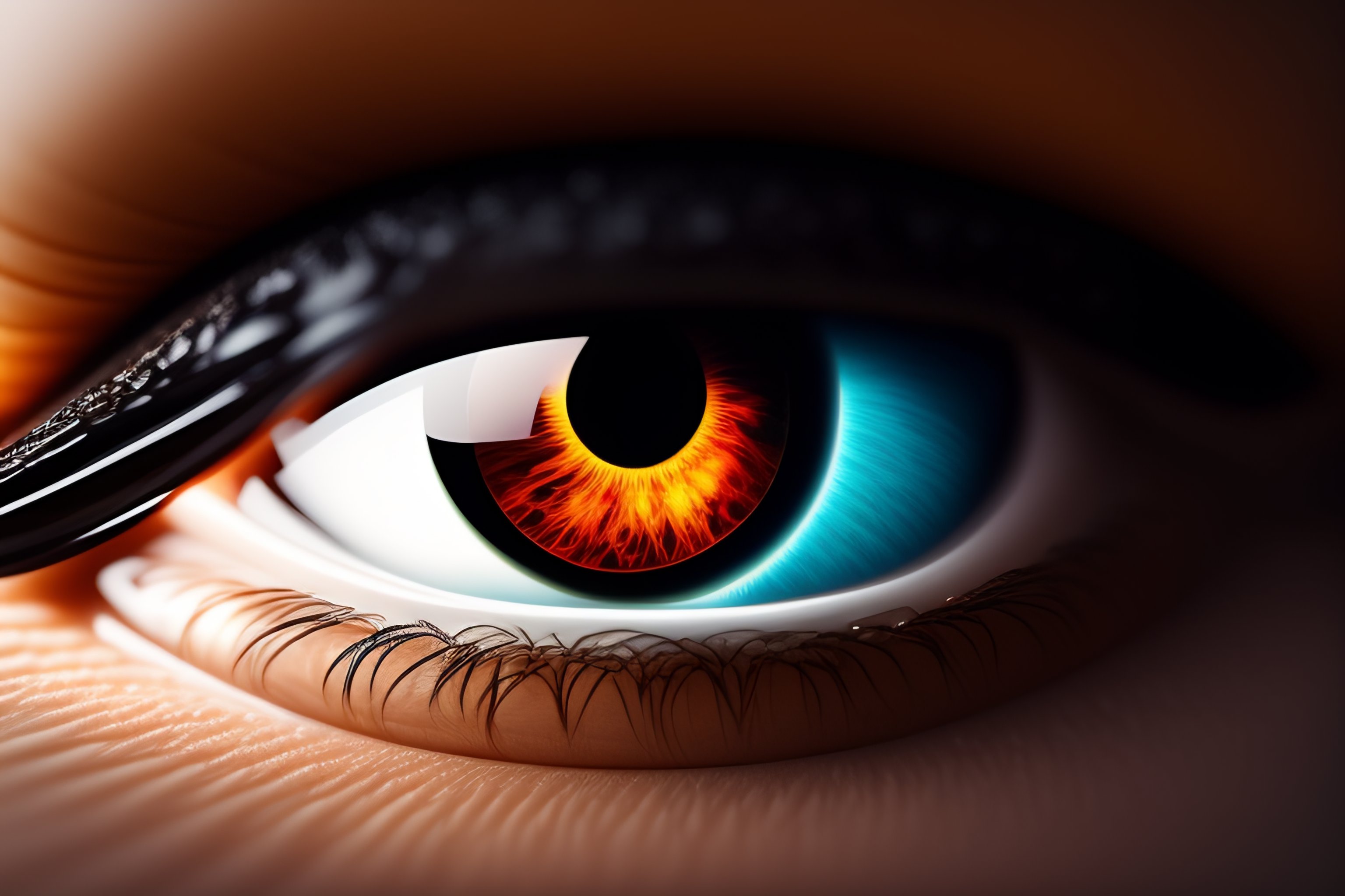 Lexica - Artistic technology, black background, eye