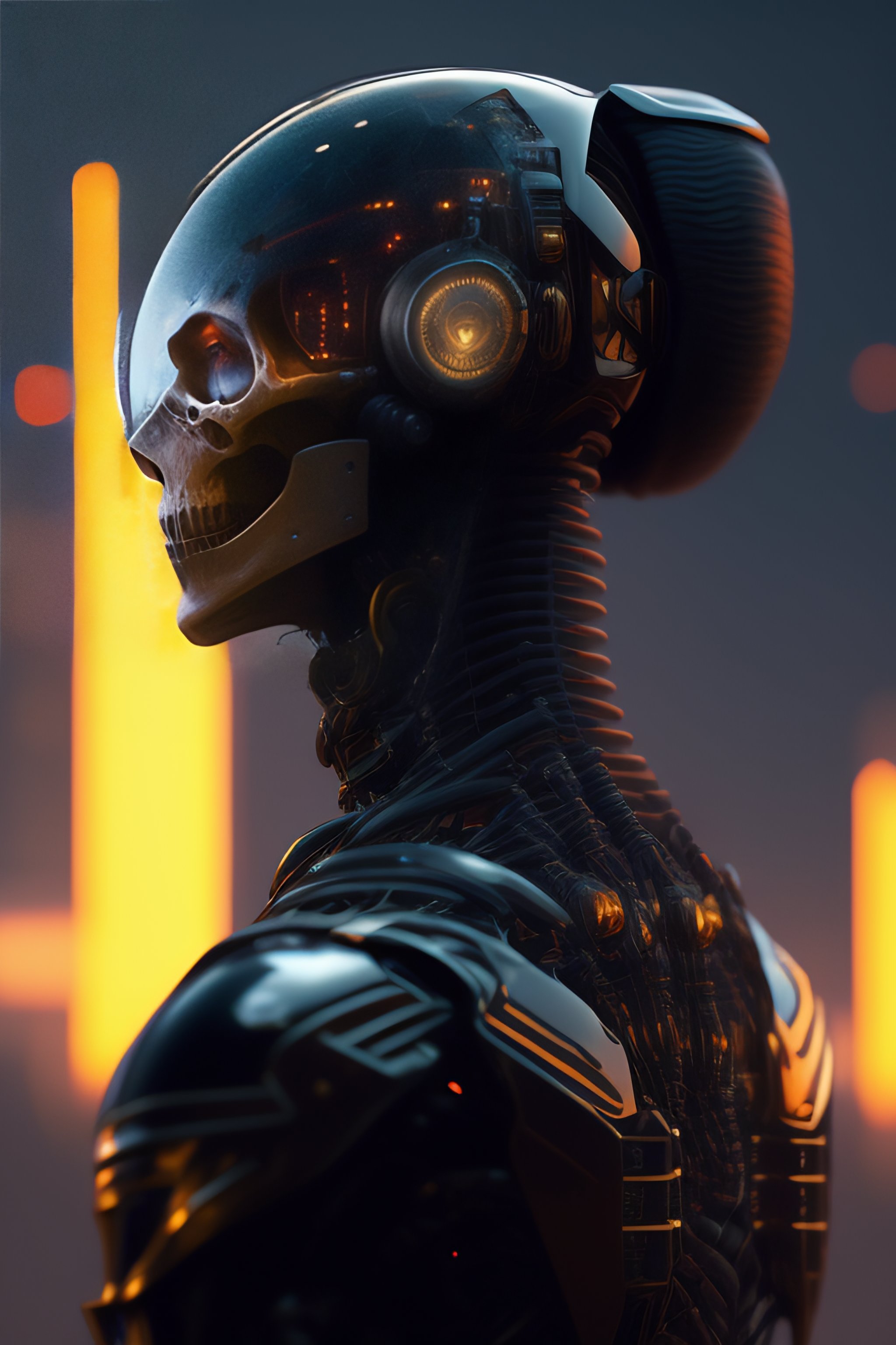 Lexica - Skeleton with cybernetic enhancements with some flesh as seen ...