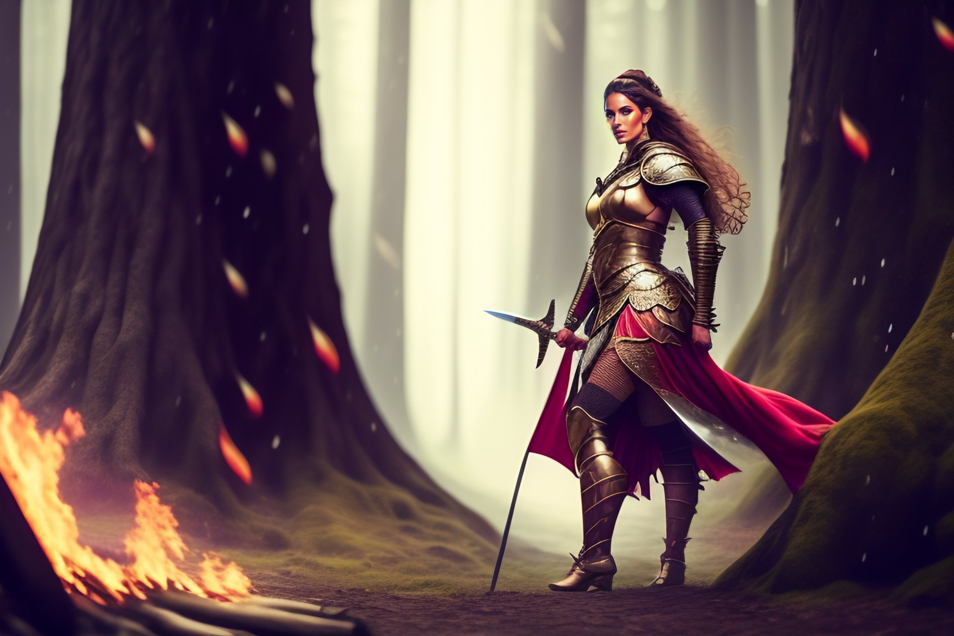 Lexica - A beautiful sexy lady, dancing, in the forest, surrounded by ...