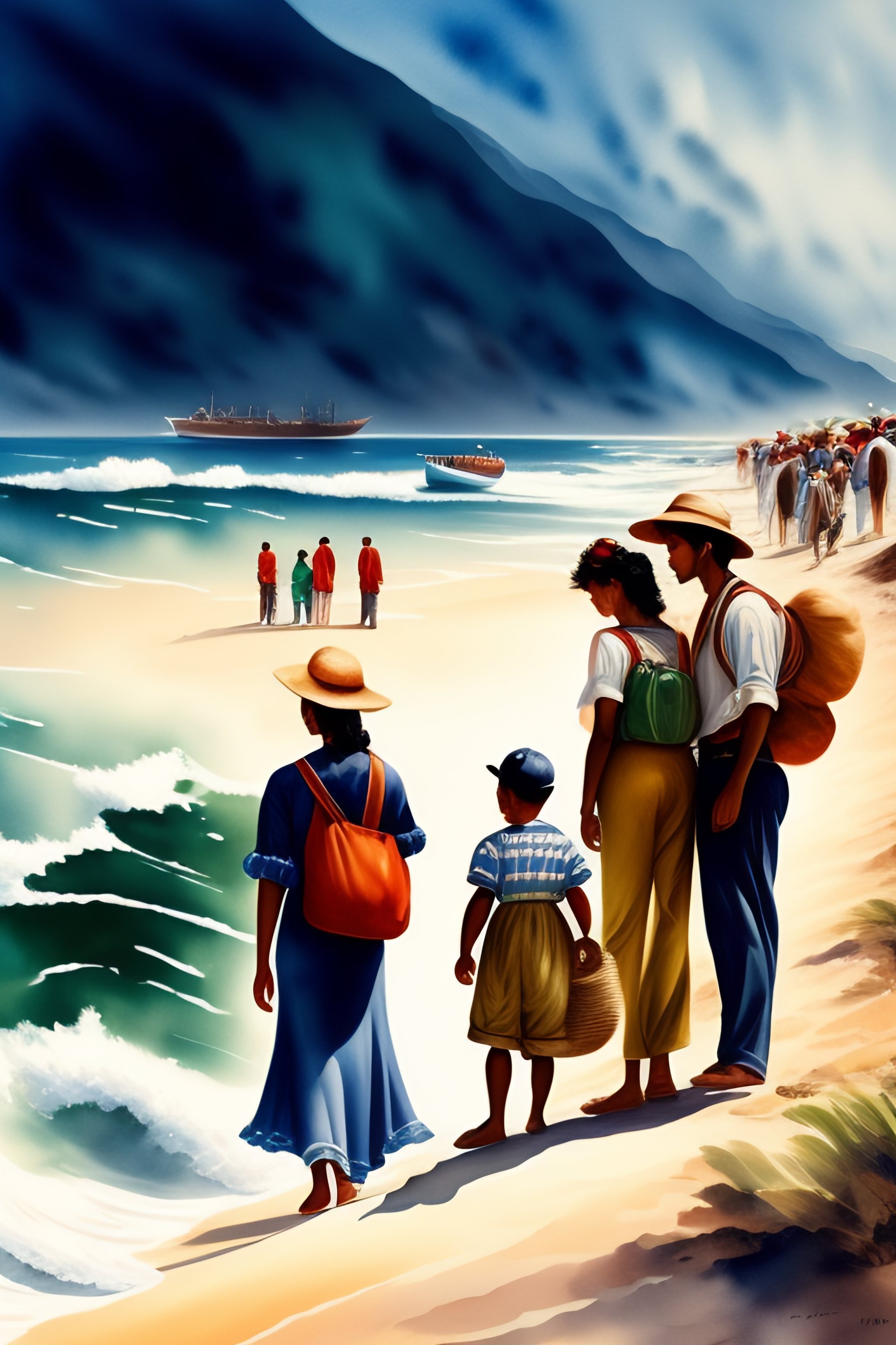 Lexica - Group of Italian immigrants arriving on the shores of La ...