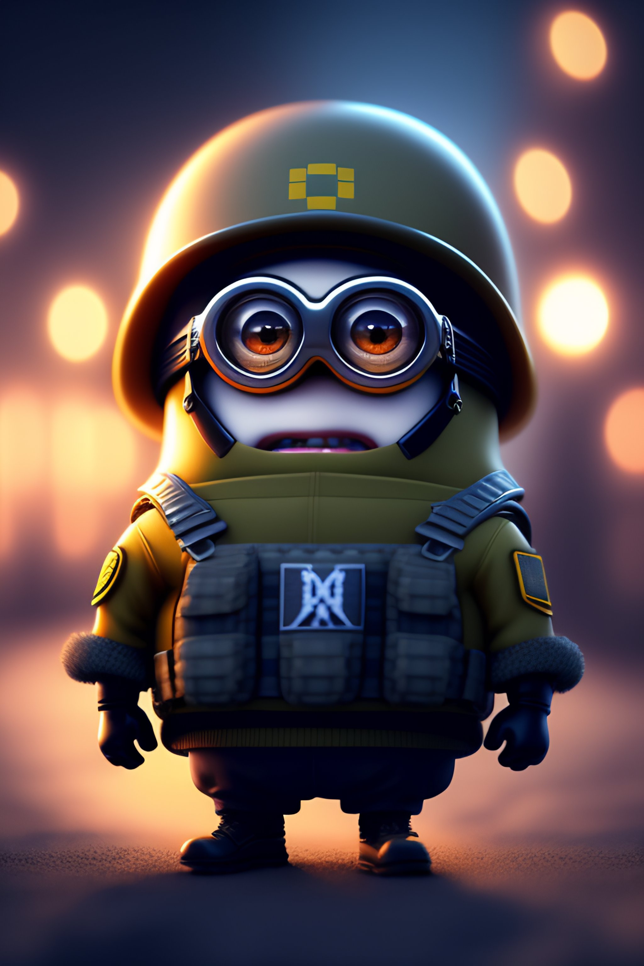 Lexica - A minion at the frontlines in the army at night with his ...