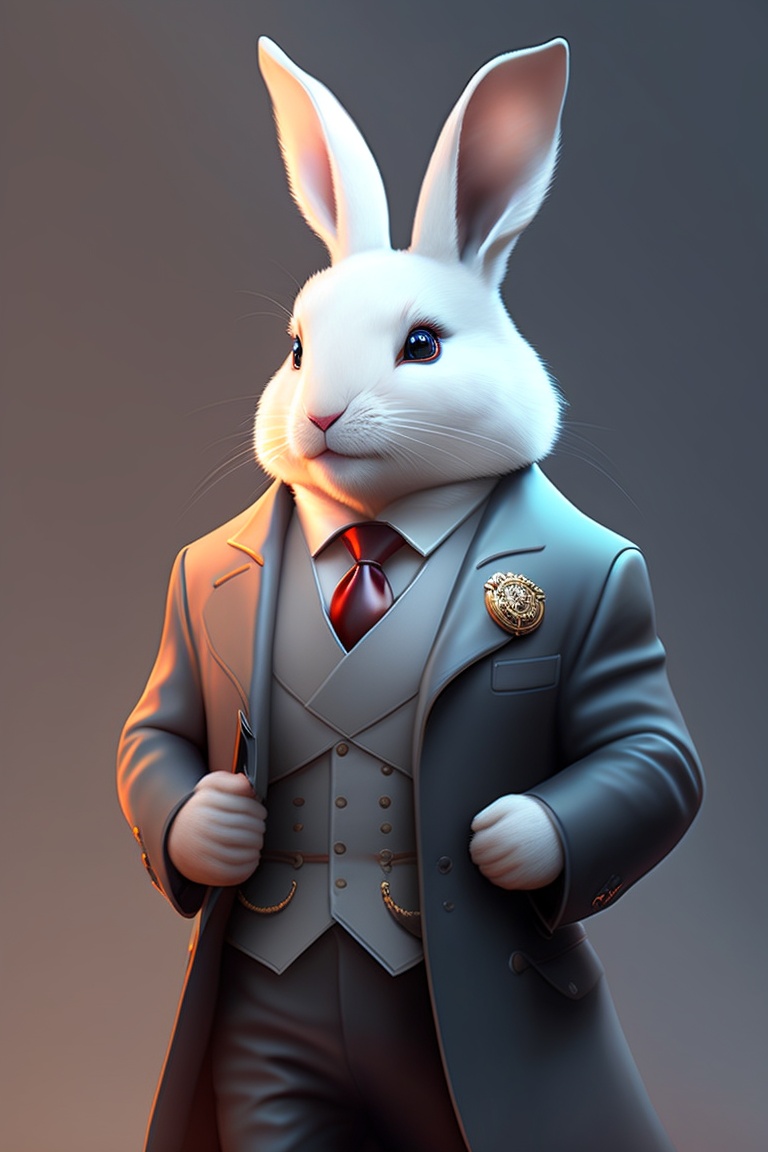 Lexica - An anthropomorphic white rabbit, male wizard face, dressed in ...