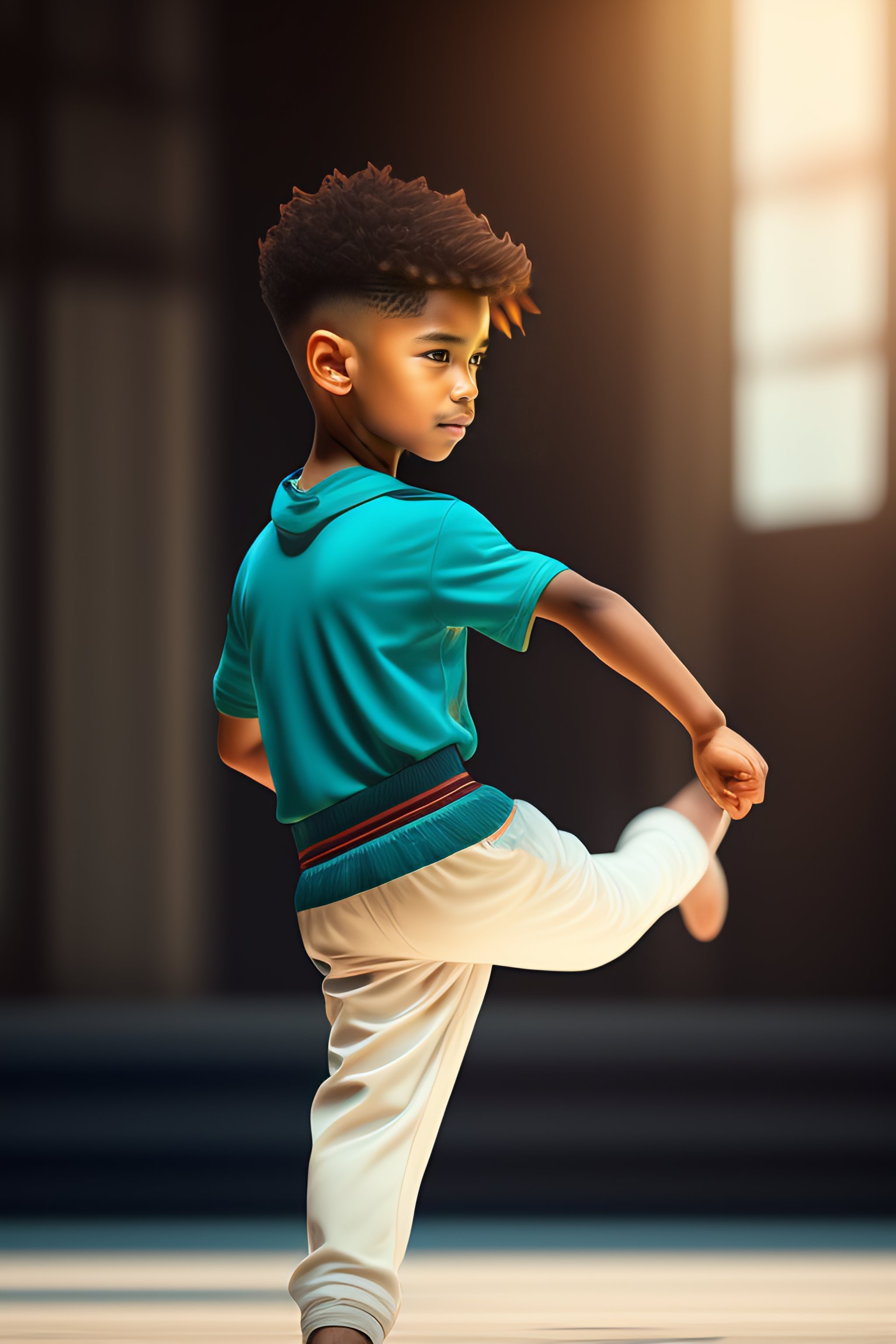 Lexica - A 3d dancer boy character model image with realistic environment