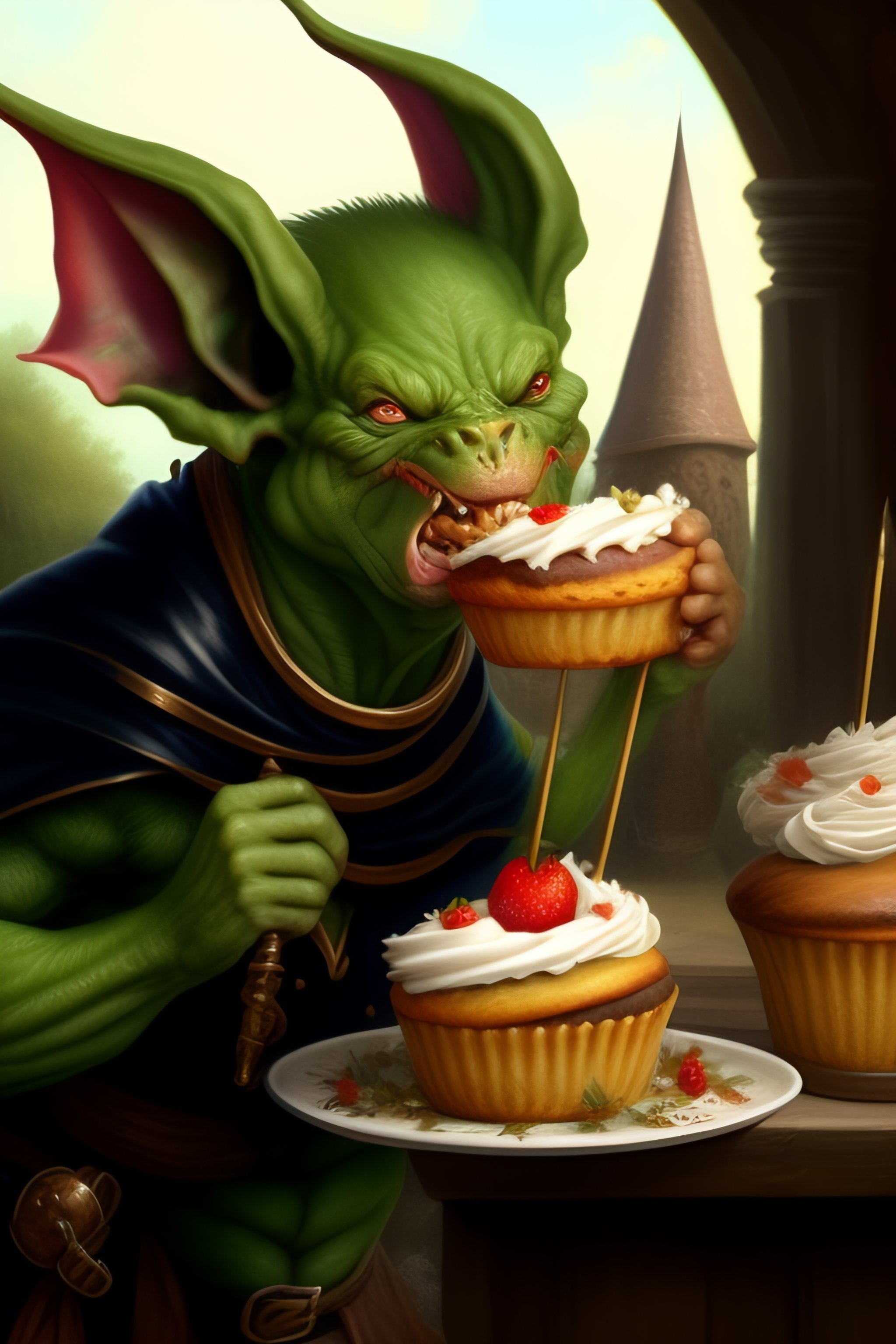 Lexica - Medieval goblin eating cakes painted by hieronymus bosch ...