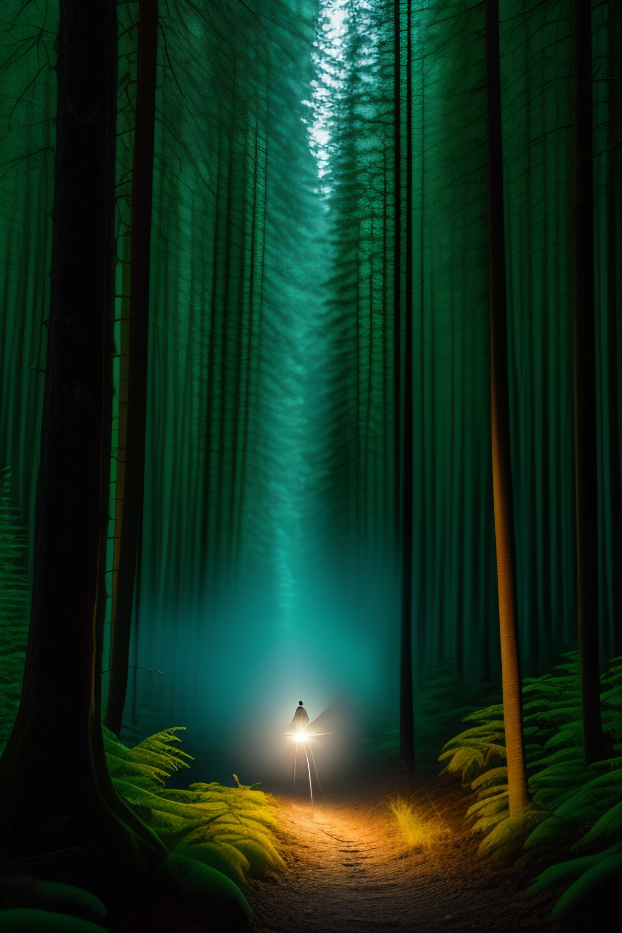 Lexica - Trail camera night vision, horror skinny creature with glowing ...