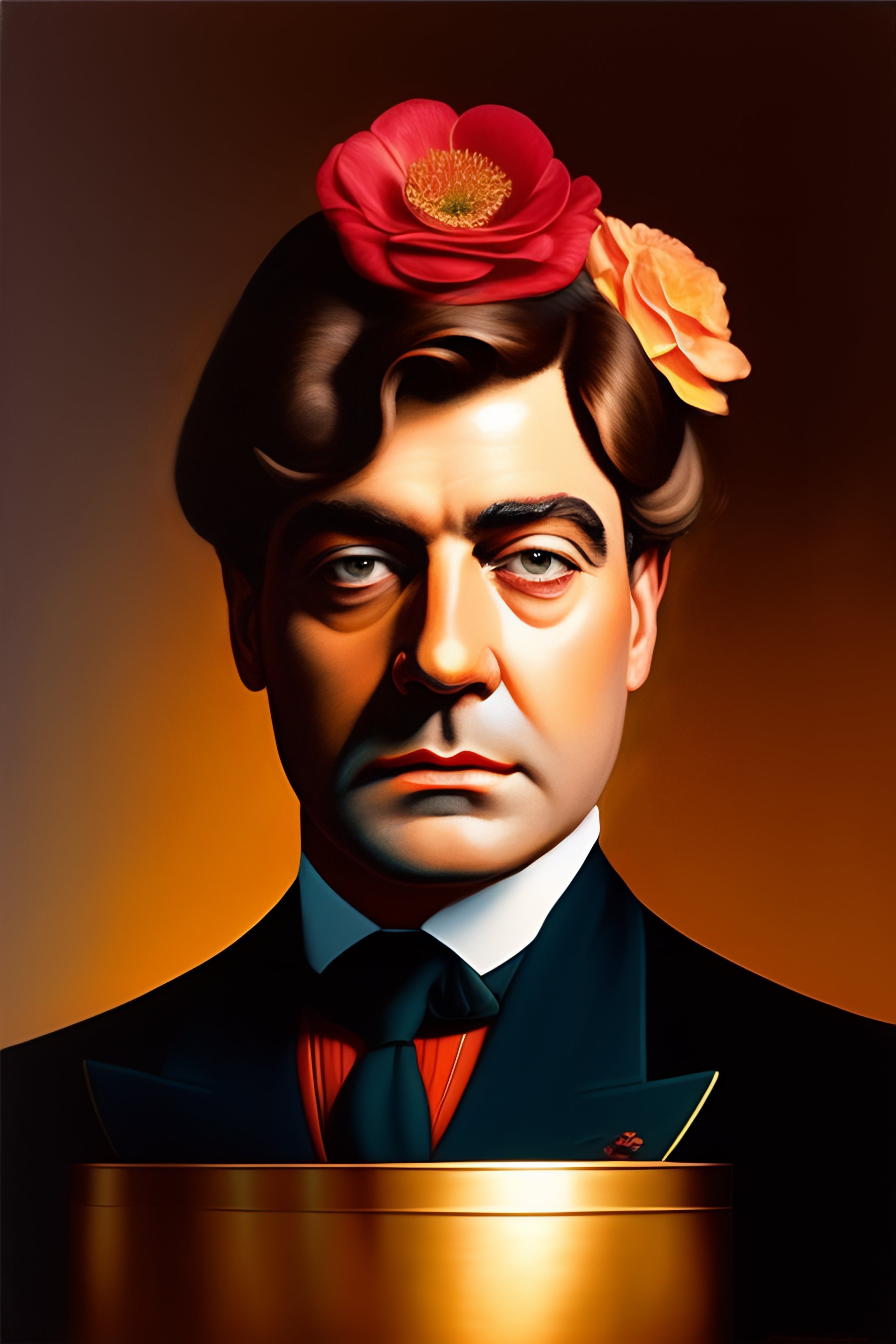 Lexica - Alastor Moody with flowers, Painted by René Magritte