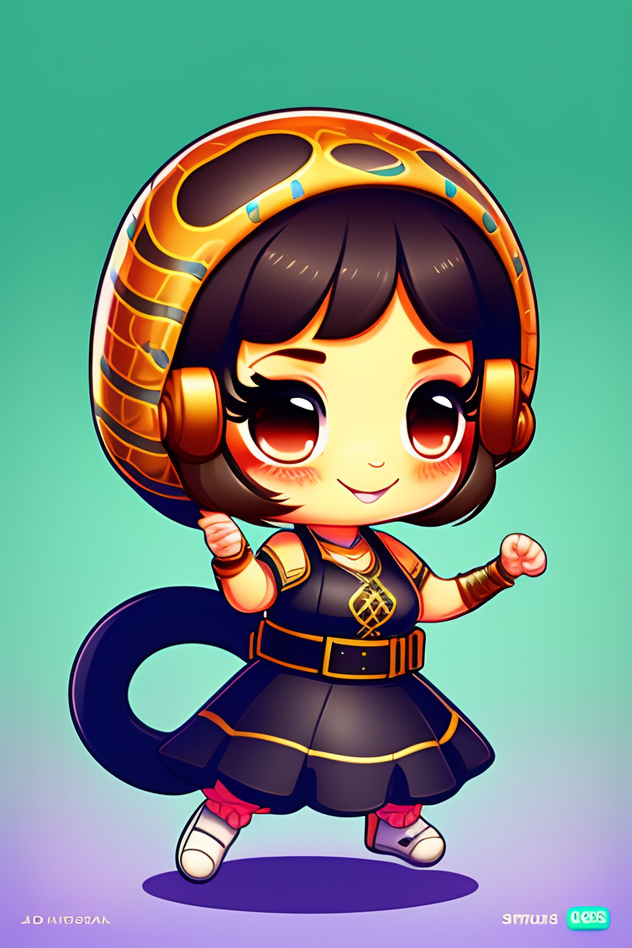 Lexica - Cute chibi snake dancing